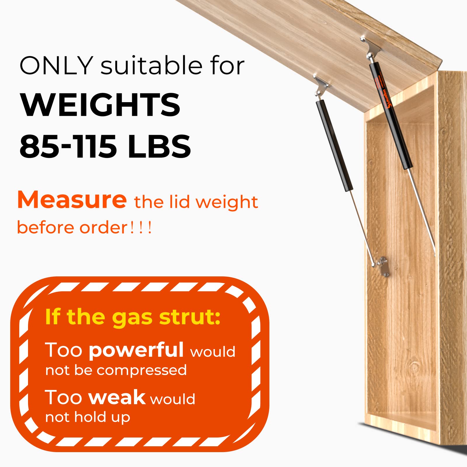 PAMAGOO 20 inch Gas Strut 100 lbs 445 N Per Prop Gas Spring Shock with ...