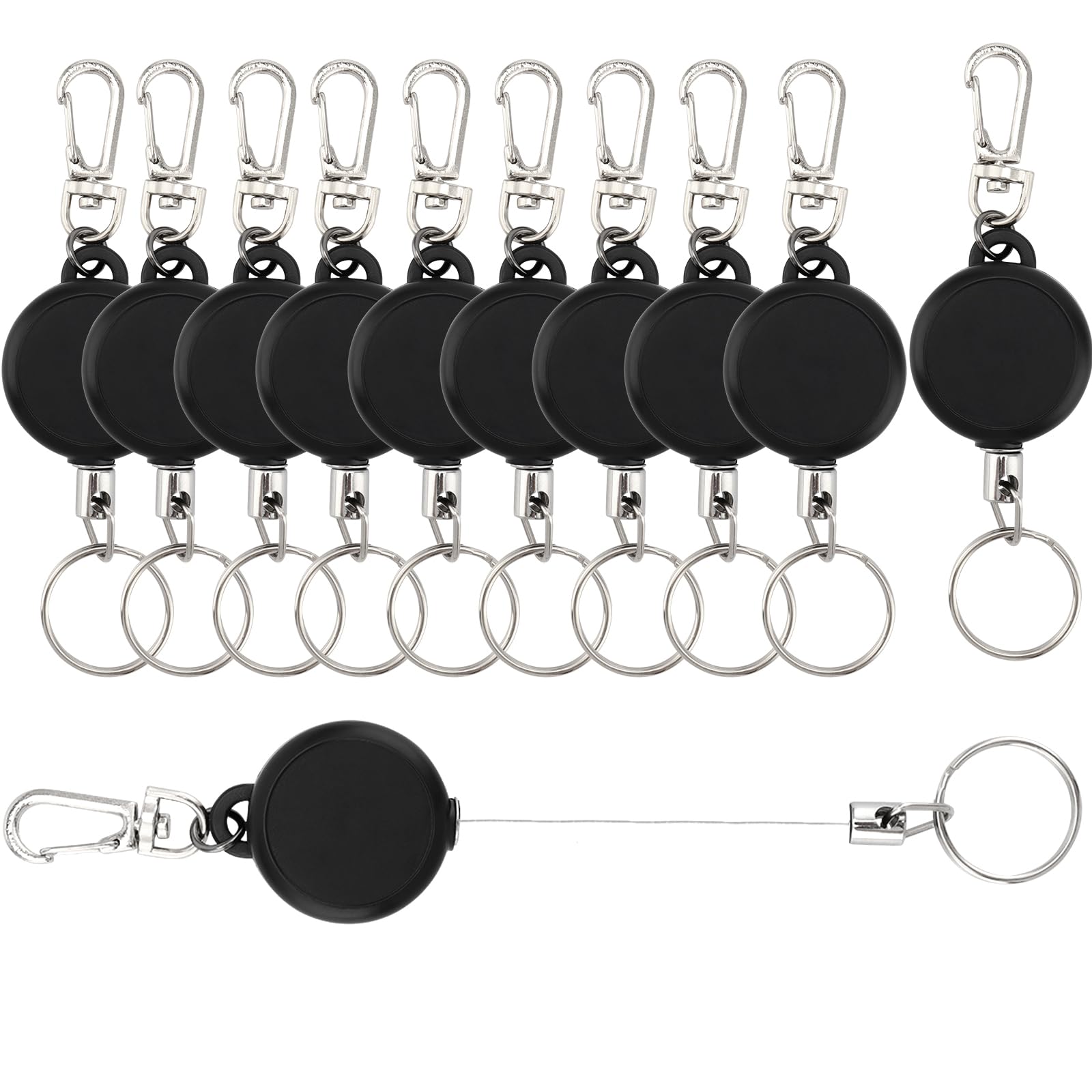 ZOENHOU 10 Pcs Retractable Keychain, Retractable Wire Rope Key Chain ...