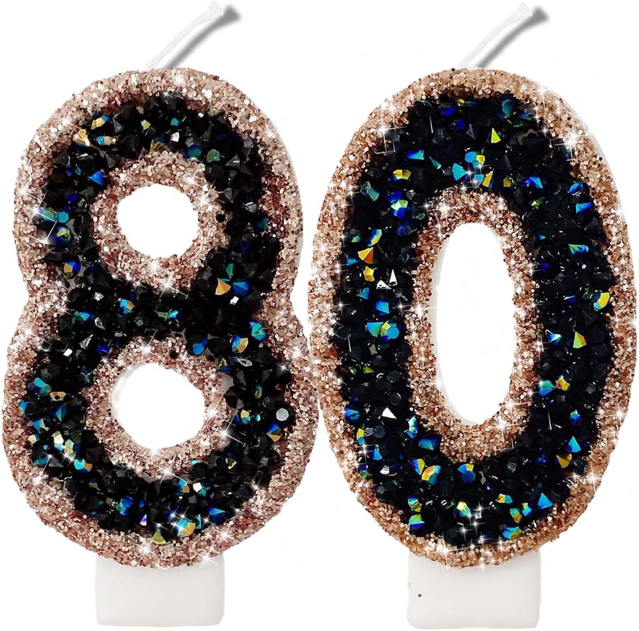 Amazon.com: 2.8" Blue Black Glitter Number Candles-Many Colors 80th ...