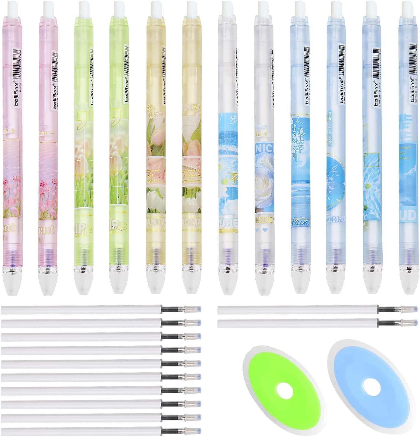 Relota Lot de 8 Stylo Effacables, Stylos à Encre Gel Effaçable 0.35 mm ...
