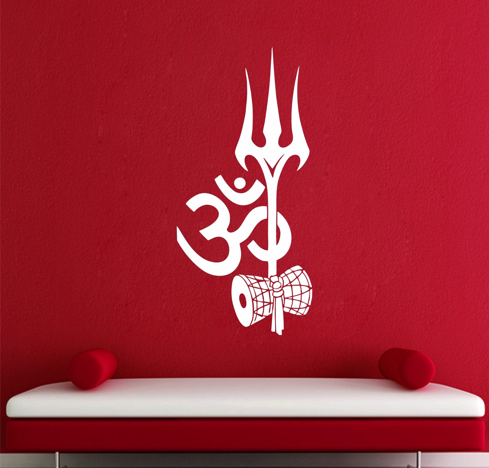 StickersYard Shiva Trishul Om Wall Sticker & Decal (Color - White Matte ...