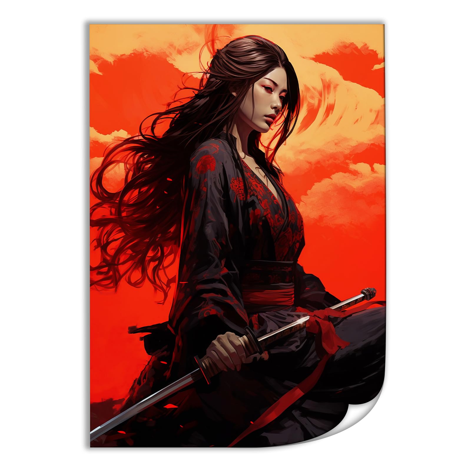 Amazon.com: Anime Japanese Samurai Girl Poster Paintings Wall Decor ...