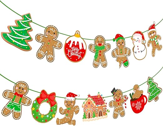 Amazon.com: Gingerbread Man Banners Christmas Party Decorations 2Pcs ...