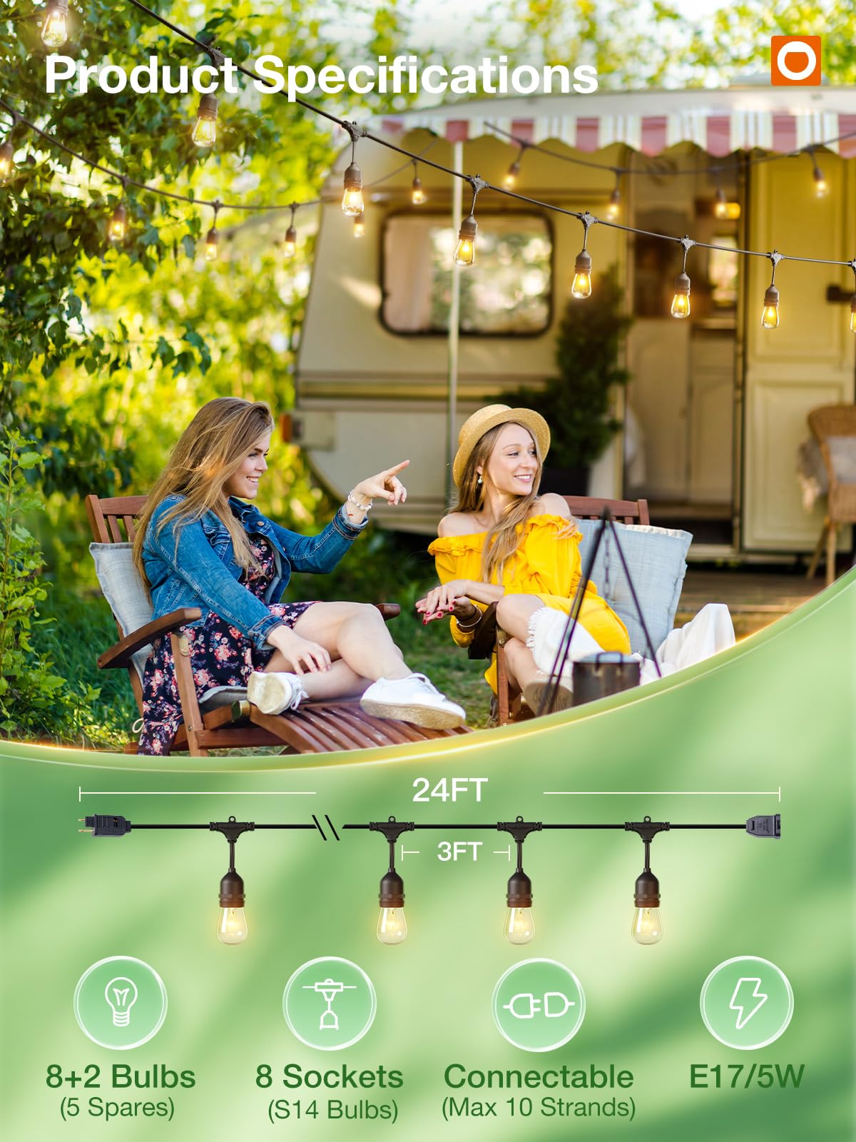 Snapklik.com : Addlon 24FT Outdoor String Lights Commercial Grade ...