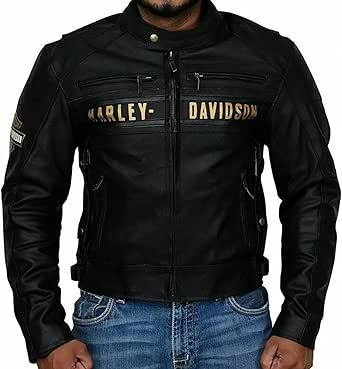 MIZAHFII Mens Passing Link Biker Harley Jacket – Triple Davidson Vents ...