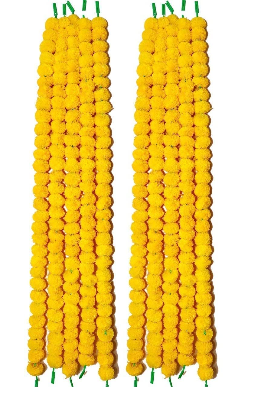Buy Decor Vibes Genda Phool Artificial Marigold Fluffy Flower Mala ...