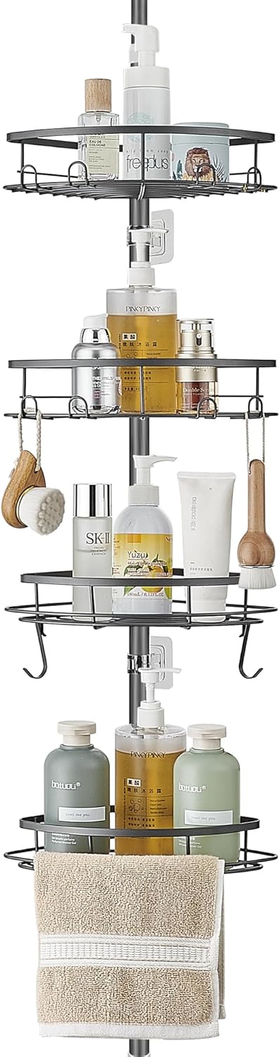 DUFU Adjustable Bathroom Corner Shelves, Telescopic Extendable Shower ...