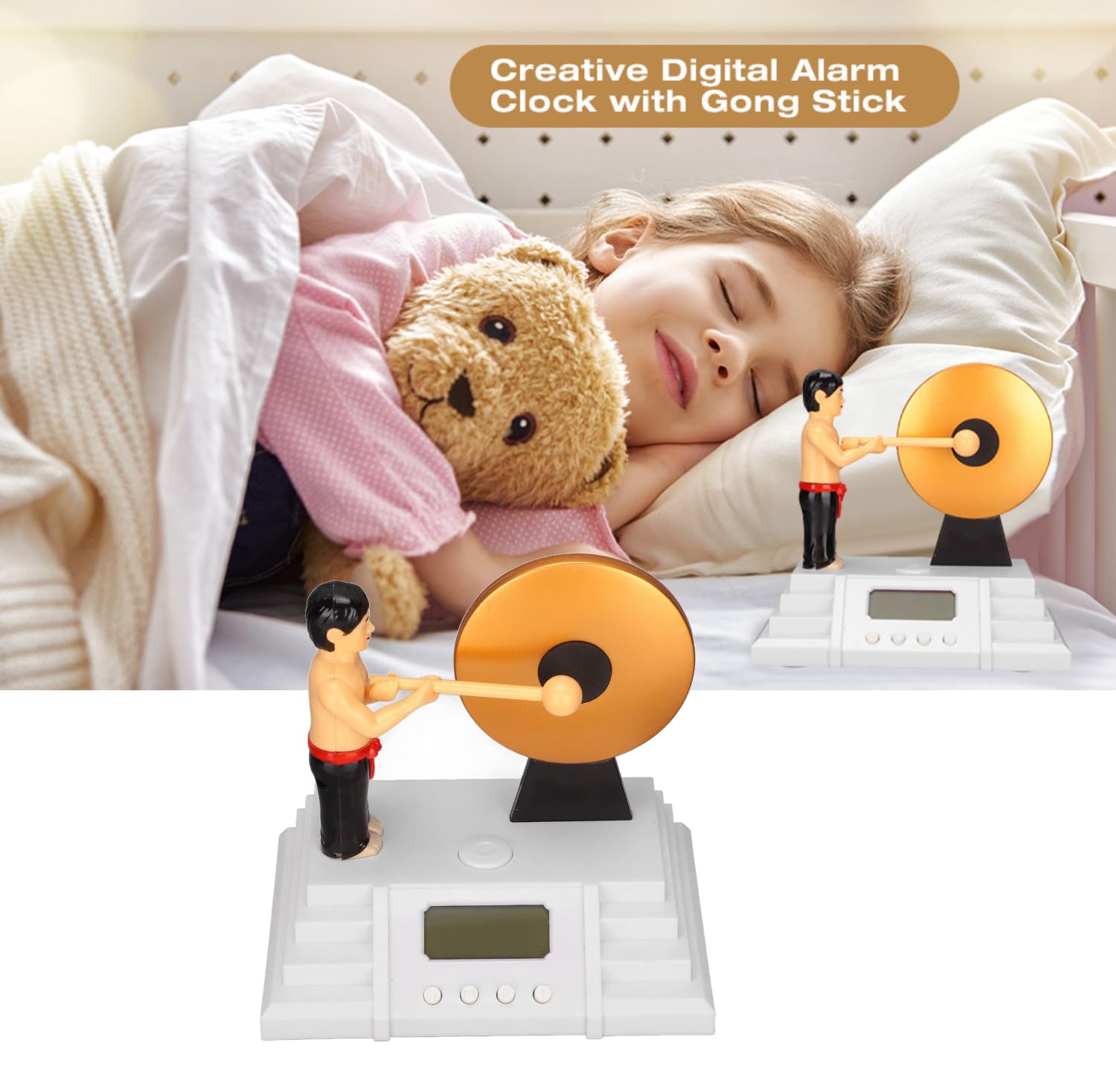 Big Alarm Clock Funny Composite Collage Oversleeping Funny Headless
