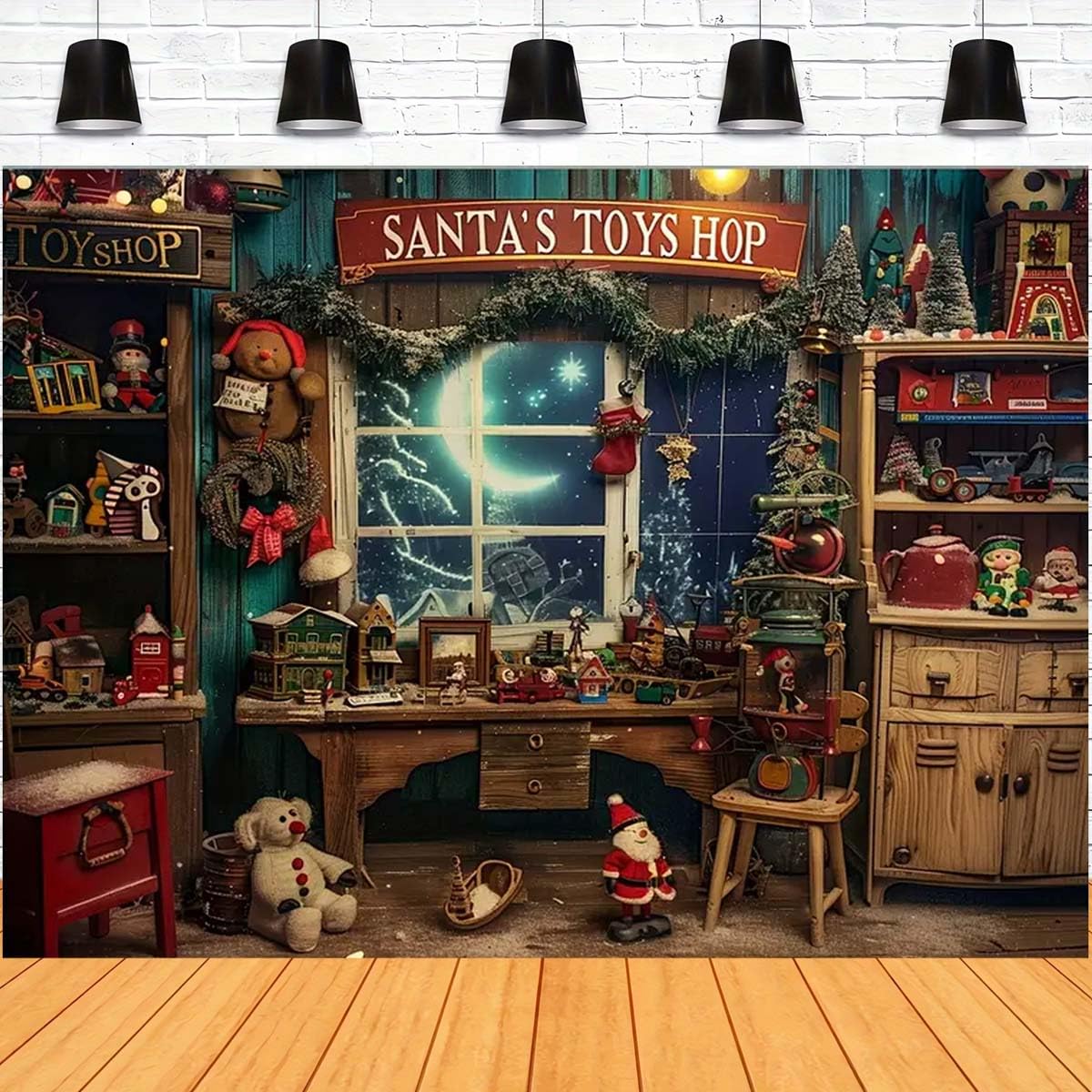 Amazon.com : Santa's Toy Shop Christmas Backdrop Christmas Backdrop ...