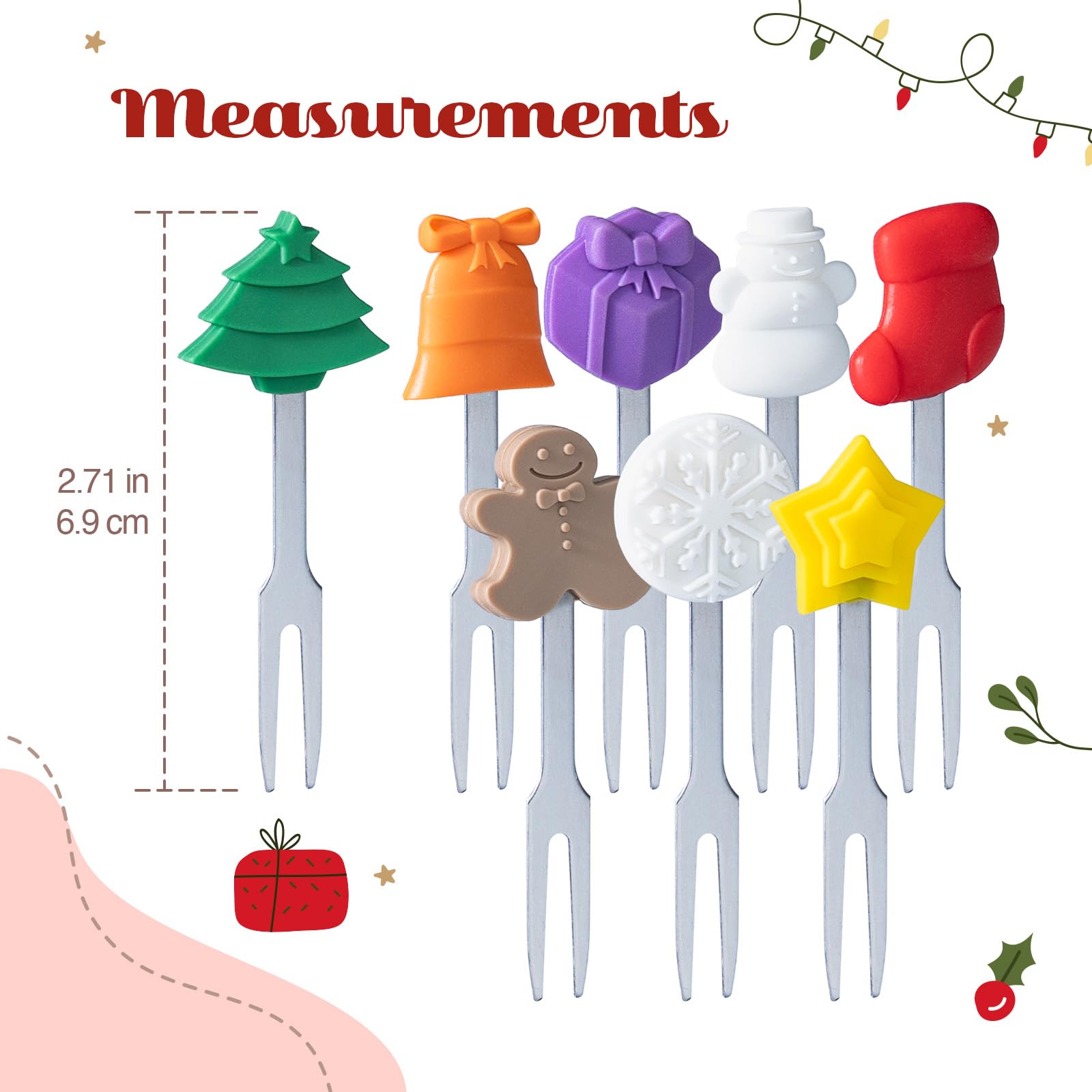 Snapklik.com : Cocktail Forks, 8-Piece Appetizer Forks, Christmas Theme ...