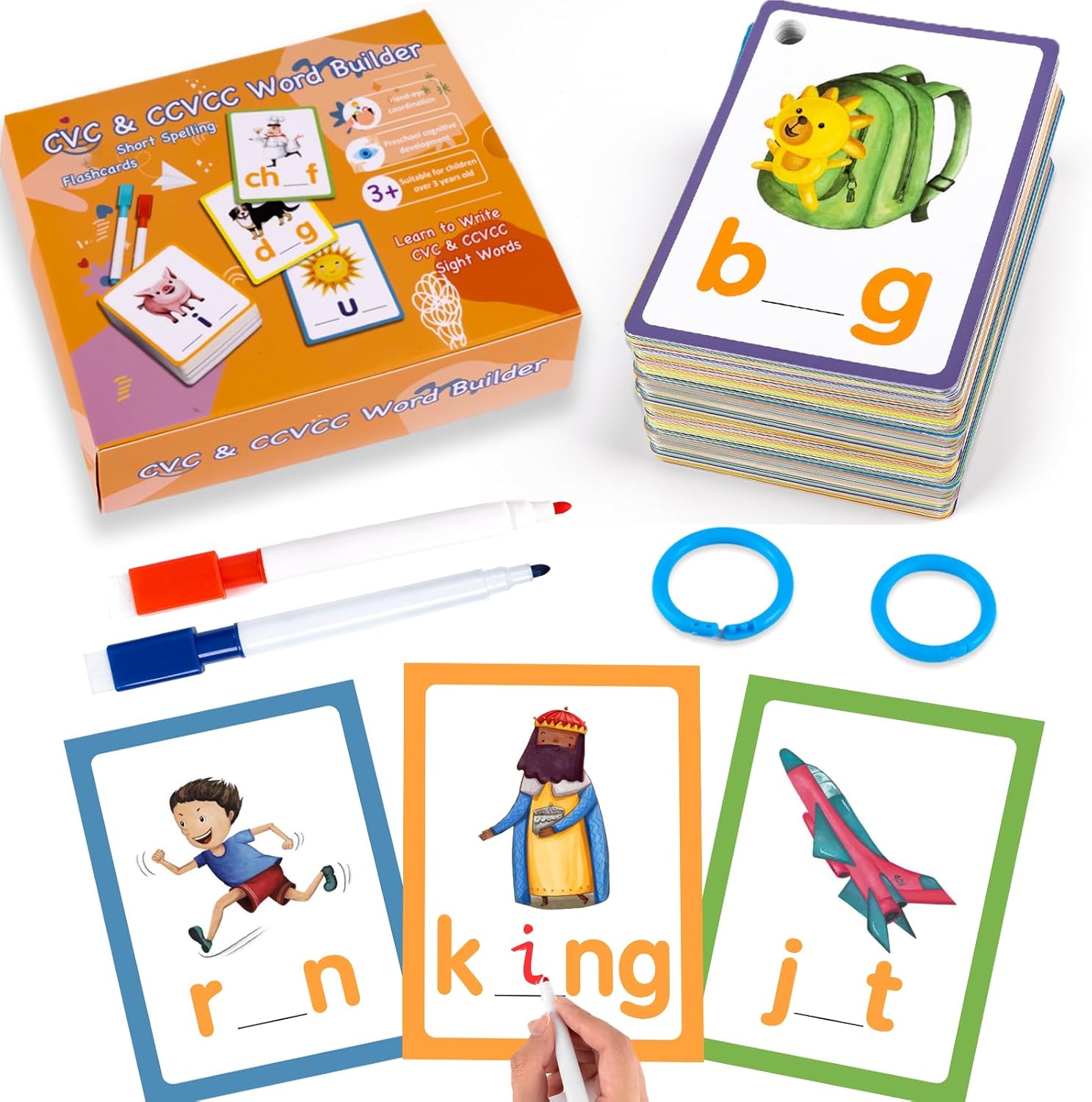 Amazon.com: Alened Phonics Sight Words Flash Cards Kindergarten, CVC ...