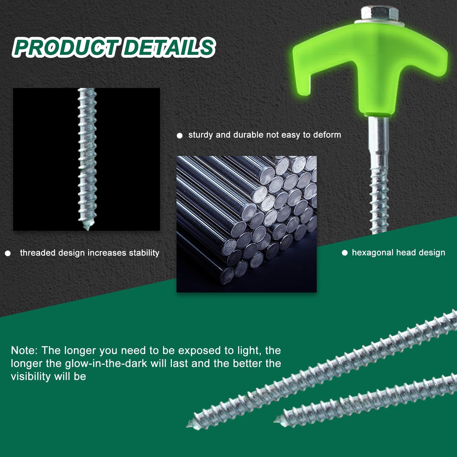 Snapklik.com : 8" Screw In Tent Stakes-12Pcs Metal Ground Anchors For ...