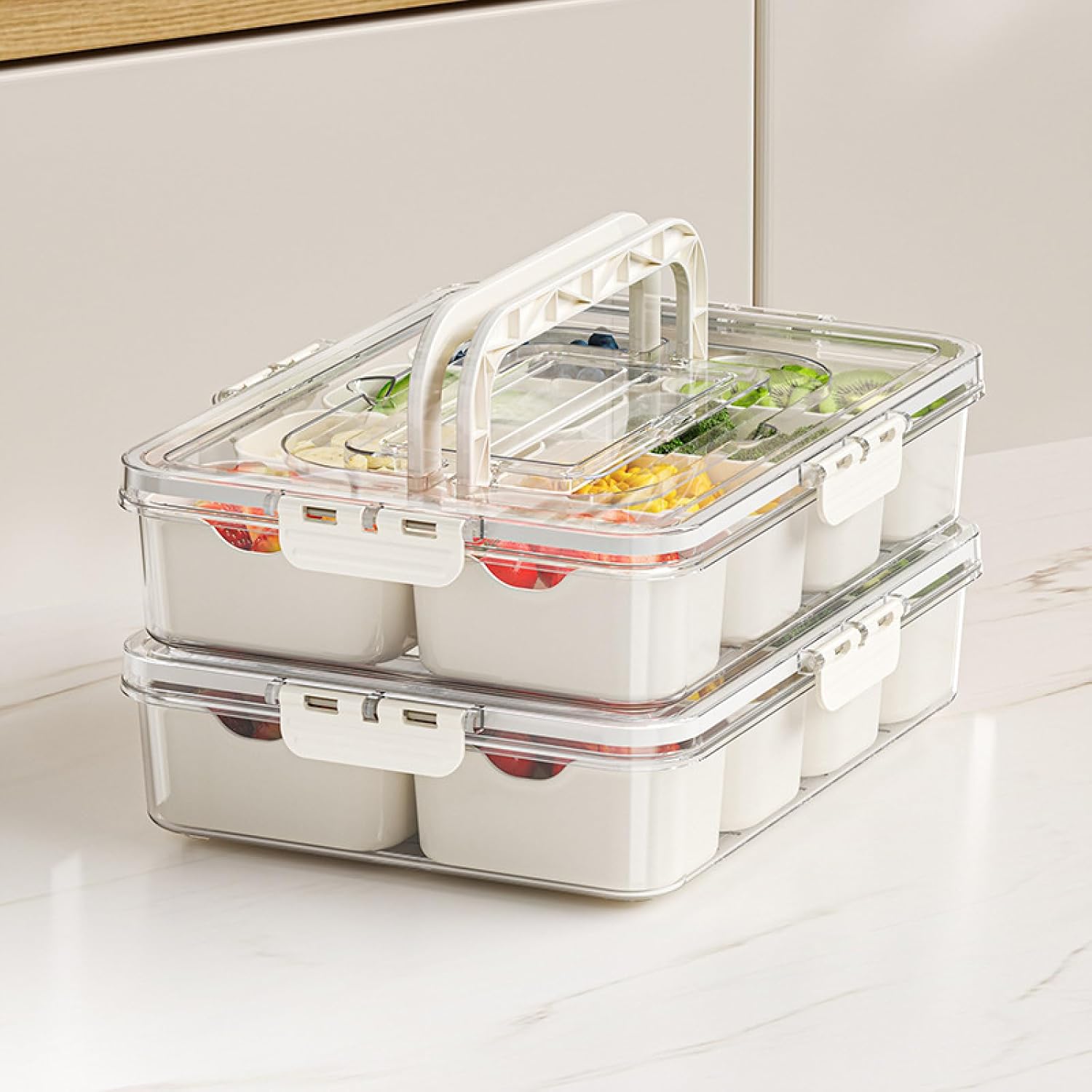 Amazon.com: Dimber Divided Serving Tray with Lid and Handle, Snackle ...