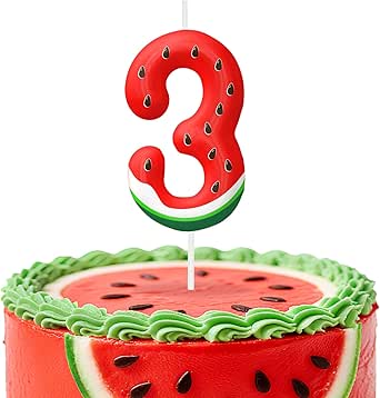 Amazon.com: Number 3 Birthday Candles, Watermelon Candles for Birthday ...