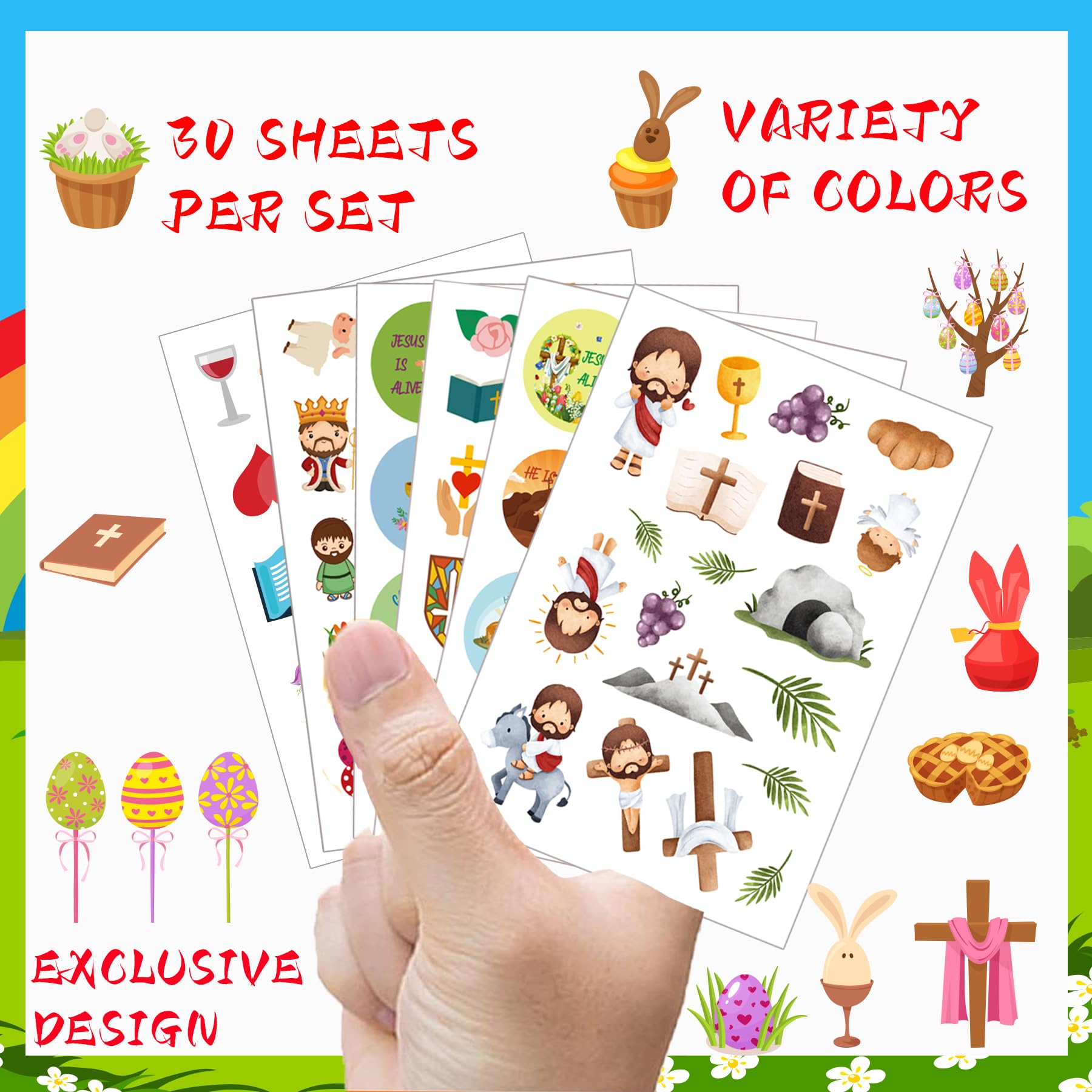 Snapklik.com : Easter Stickers Religious He Is Risen Stickers 585pcs ...