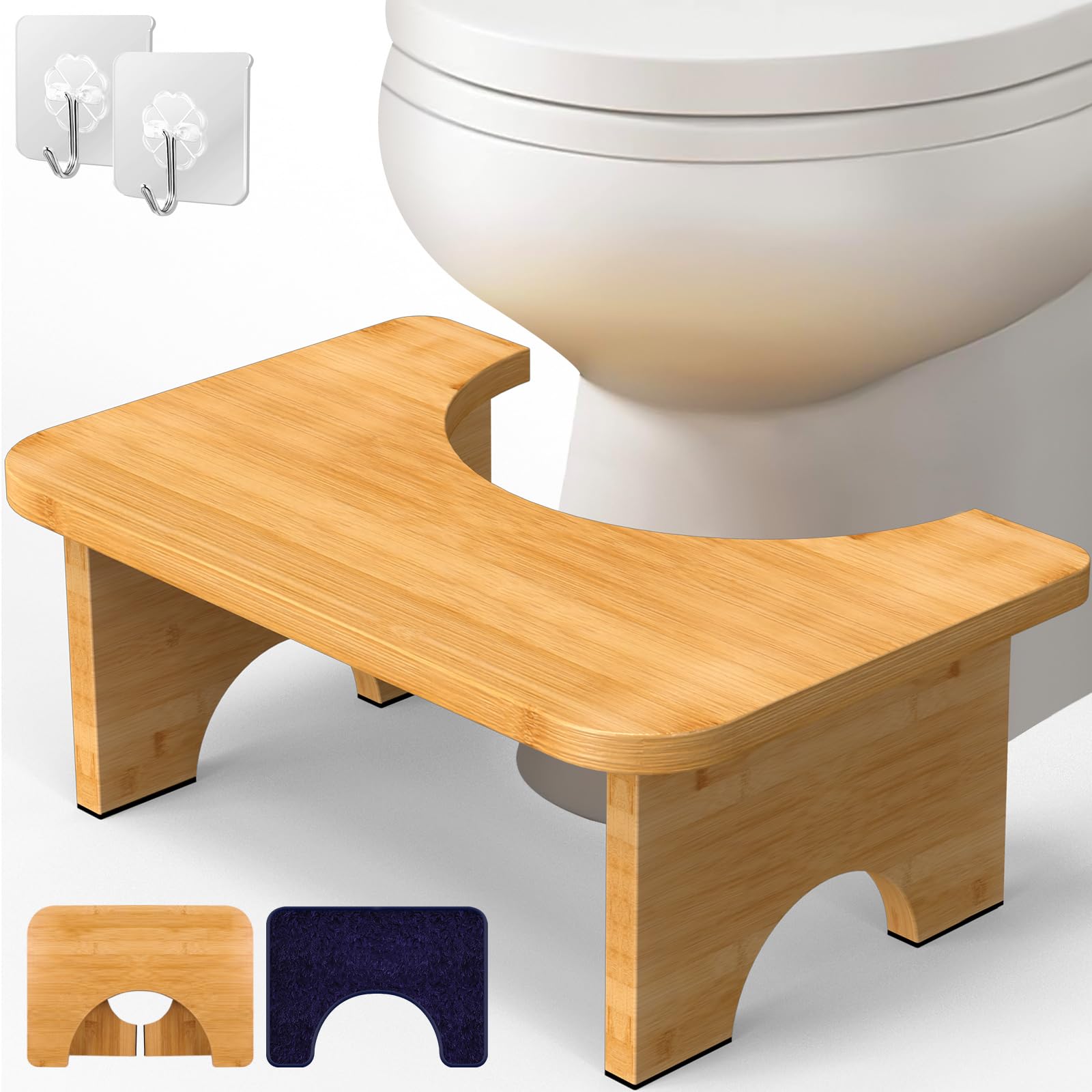 Amazon.com: Vatex Bamboo Toilet Stool, 7” Foldable Potty Poop Bathroom ...