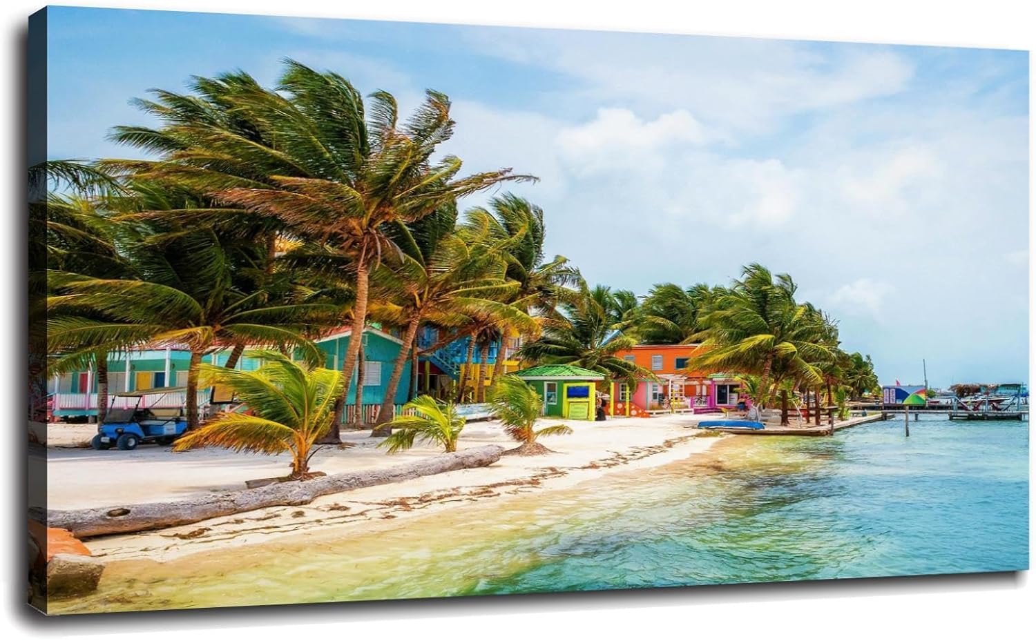Amazon.com: Belize Beach Pictures Canvas Wall Art Landscape Poster ...
