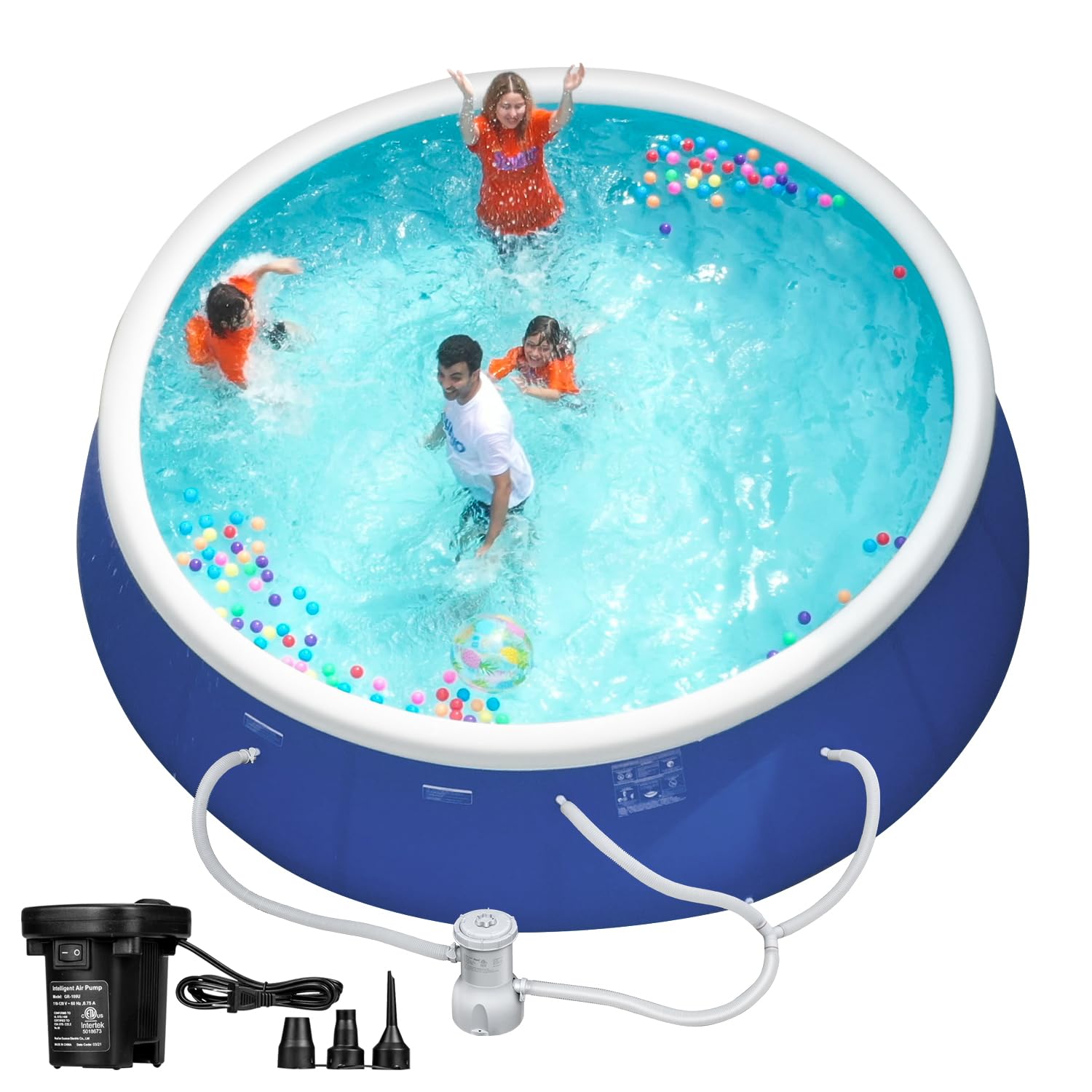 Amazon.com: Sunrio 12ft x 33in Inflatable Above Ground Pool Dark Blue ...