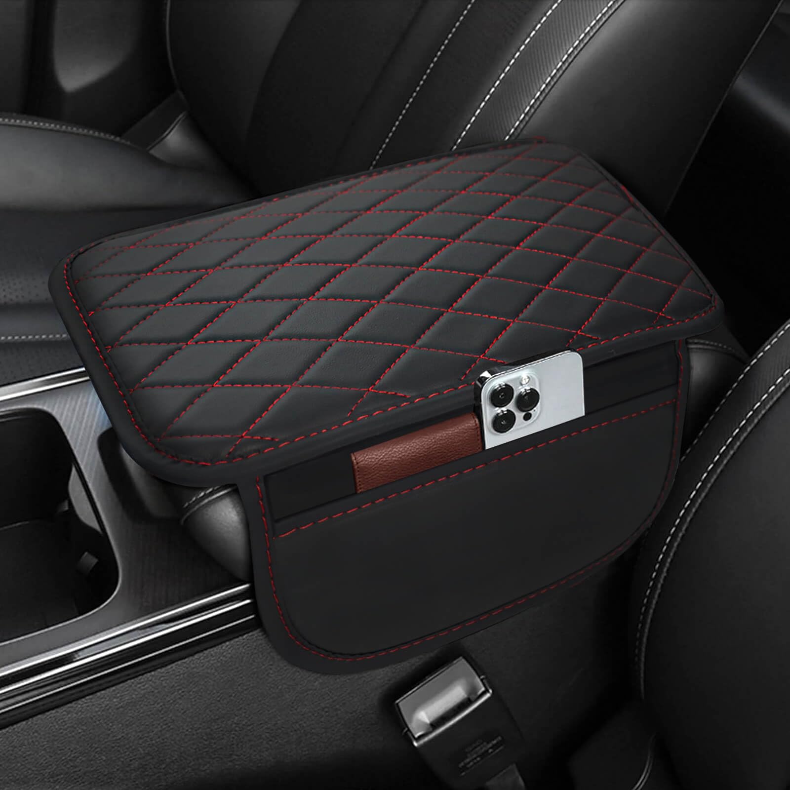 Amazon.com: Car Center Console Cover Leather Armrest Cover Cushion with ...