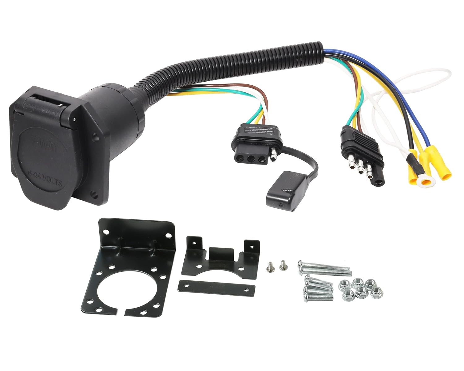 Oyviny Dual-Output 4-Way Flat to 7-Way Round Blade Trailer Wire Harness ...