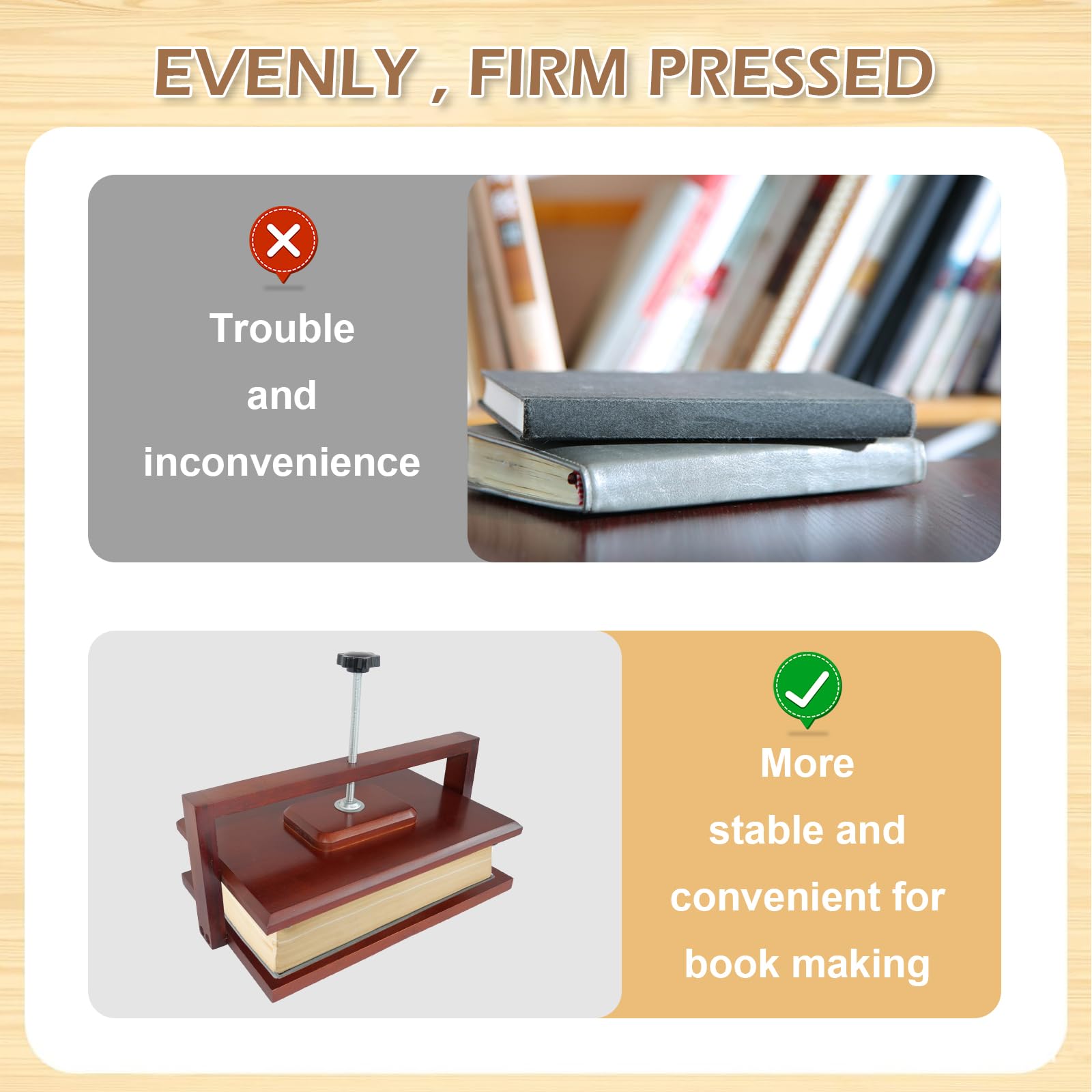 Whemyreat Wooden and Bamboo Book Press, Paper Press, Flower Press ...