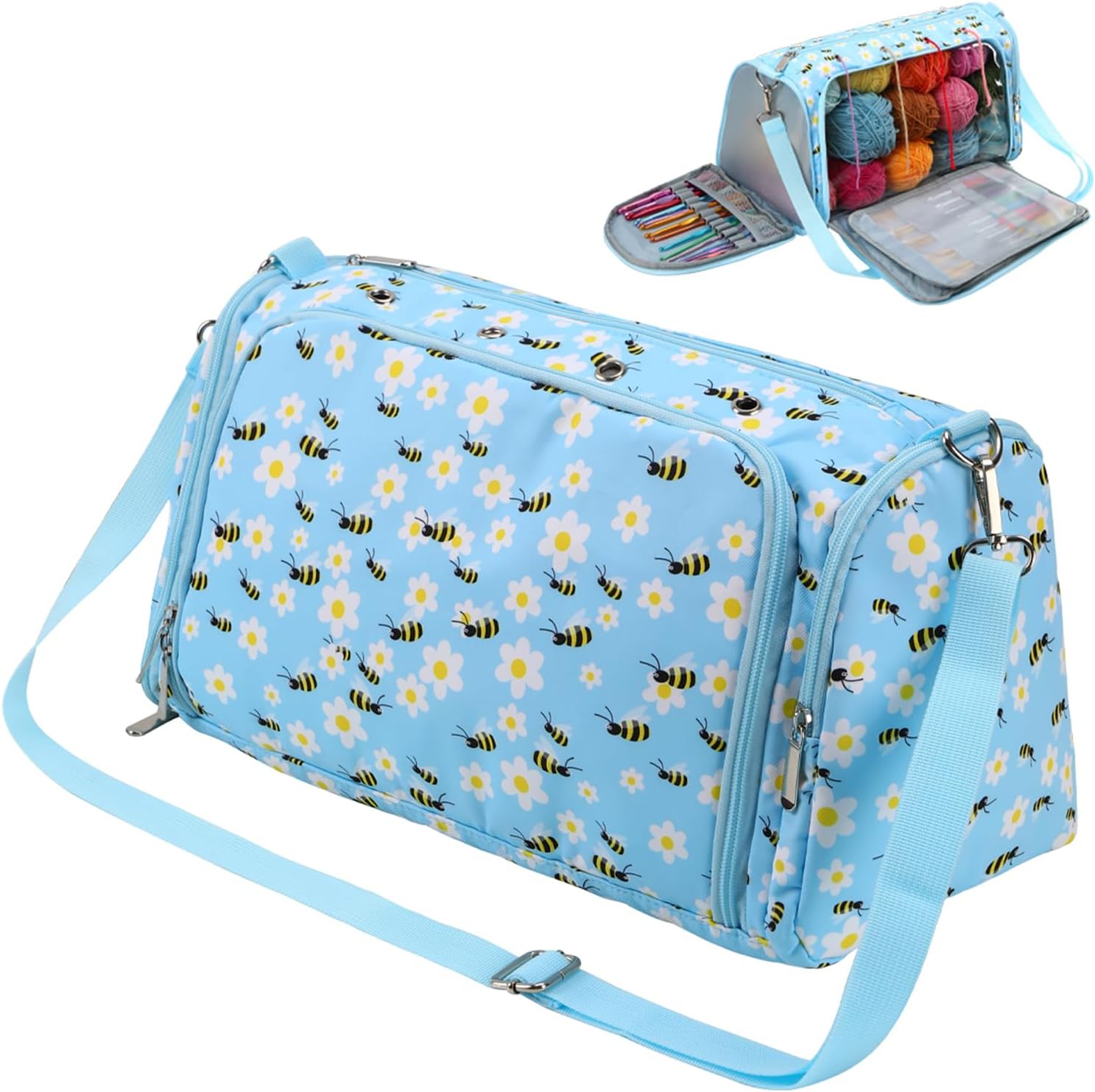 Coopay Crochet Storage Bag, Knitting Tote Bag, Crochet Bag Organiser ...