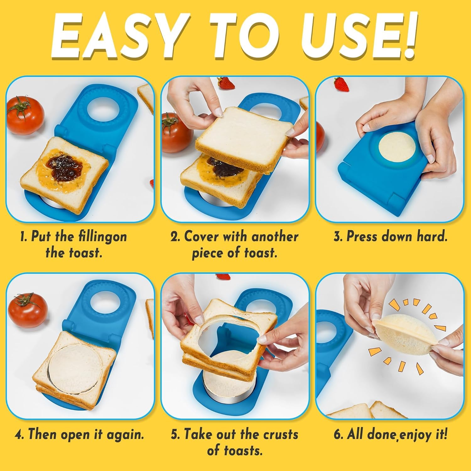 Pancake Maker HiYZ Glitter Sandwich Cutters - 5 Piece Decruster Set For ...