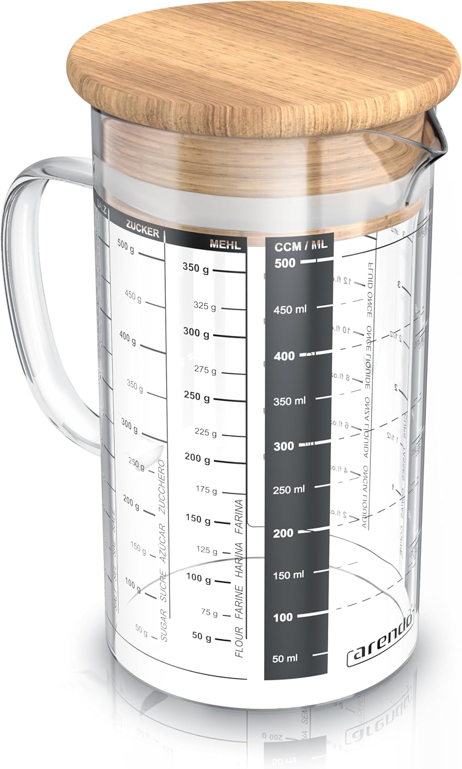 Arendo Glass Measuring jug 500ml 0,5L with Measurements displayed ...
