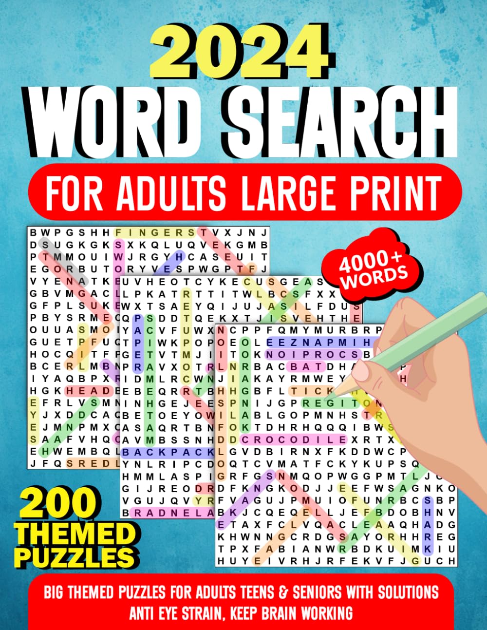 2024 Word Search for Adults Large Print: 200 Themed Word Search Puzzle ...