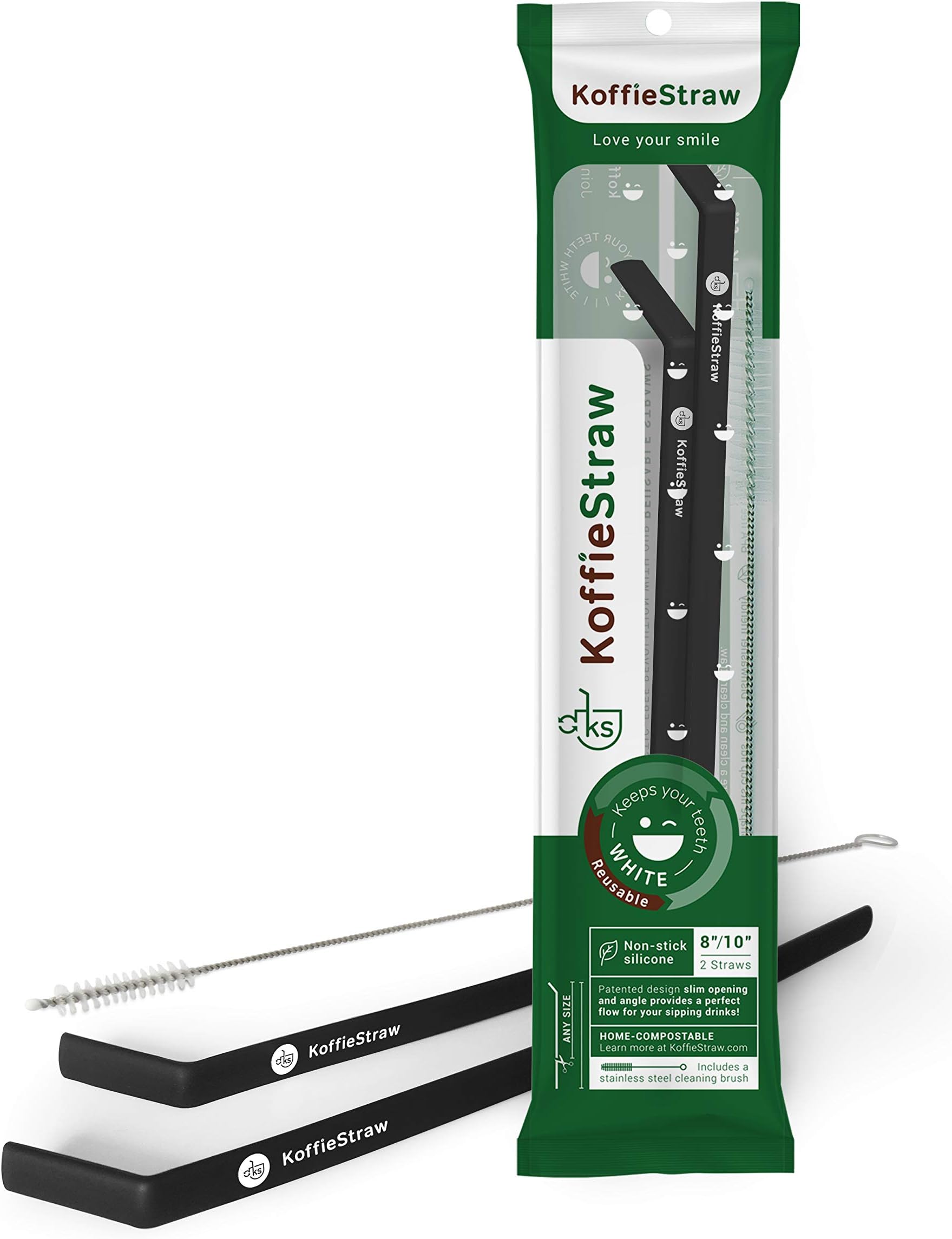 Amazon.com: KoffieStraw Reusable Straws | 2-Pack with Stainless Steel ...