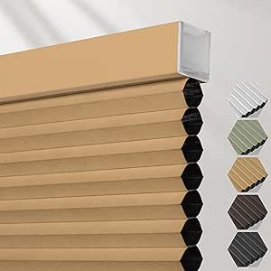 Amazon.com: Doing-X Cordless Blackout Honeycomb Window Blinds, Easy to Install Cellular Shades ...
