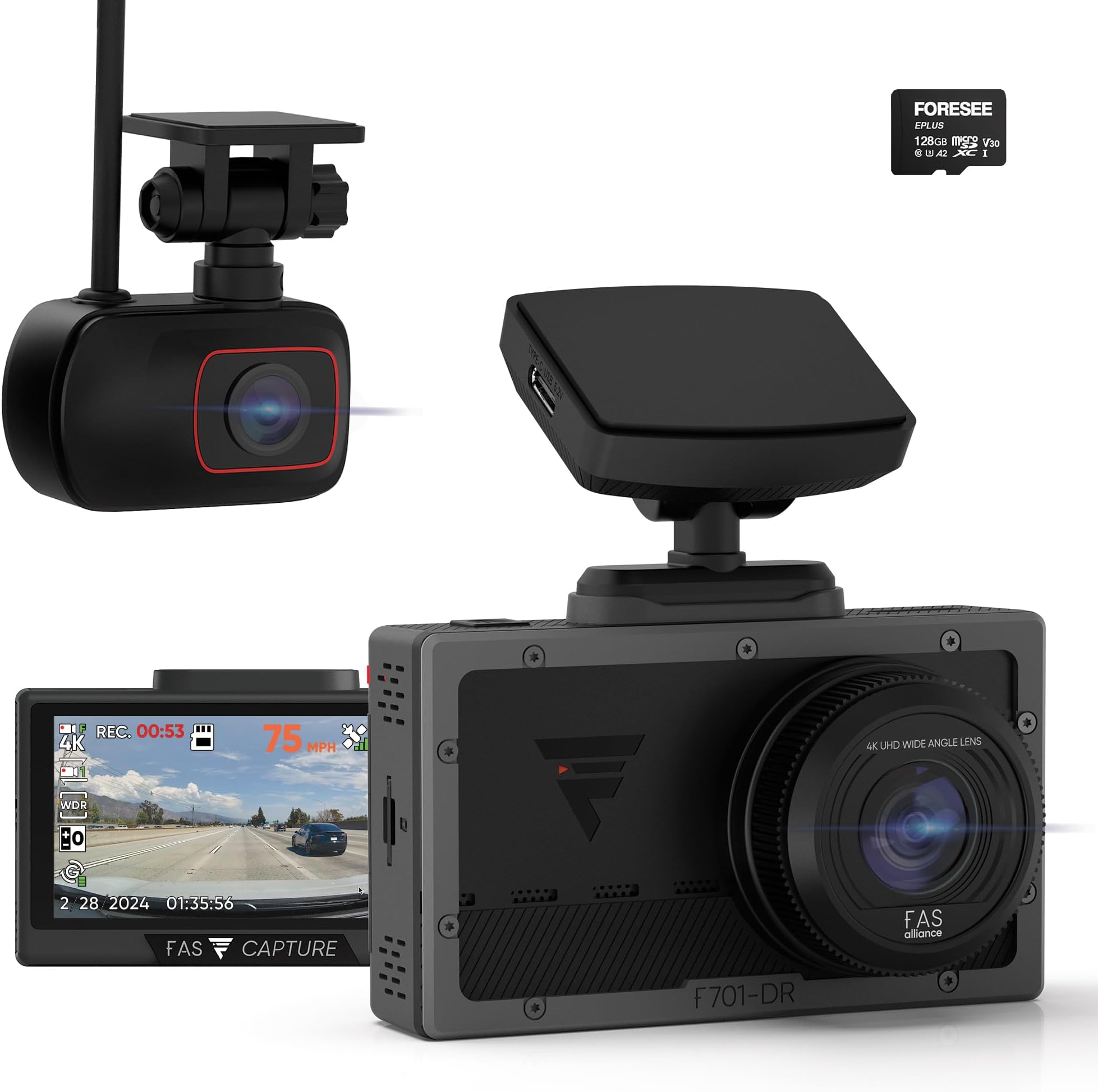 Amazon.com: Car and Driver Eye2Pro 4K Ultra HD Dash Cam, 3" Touchscreen ...