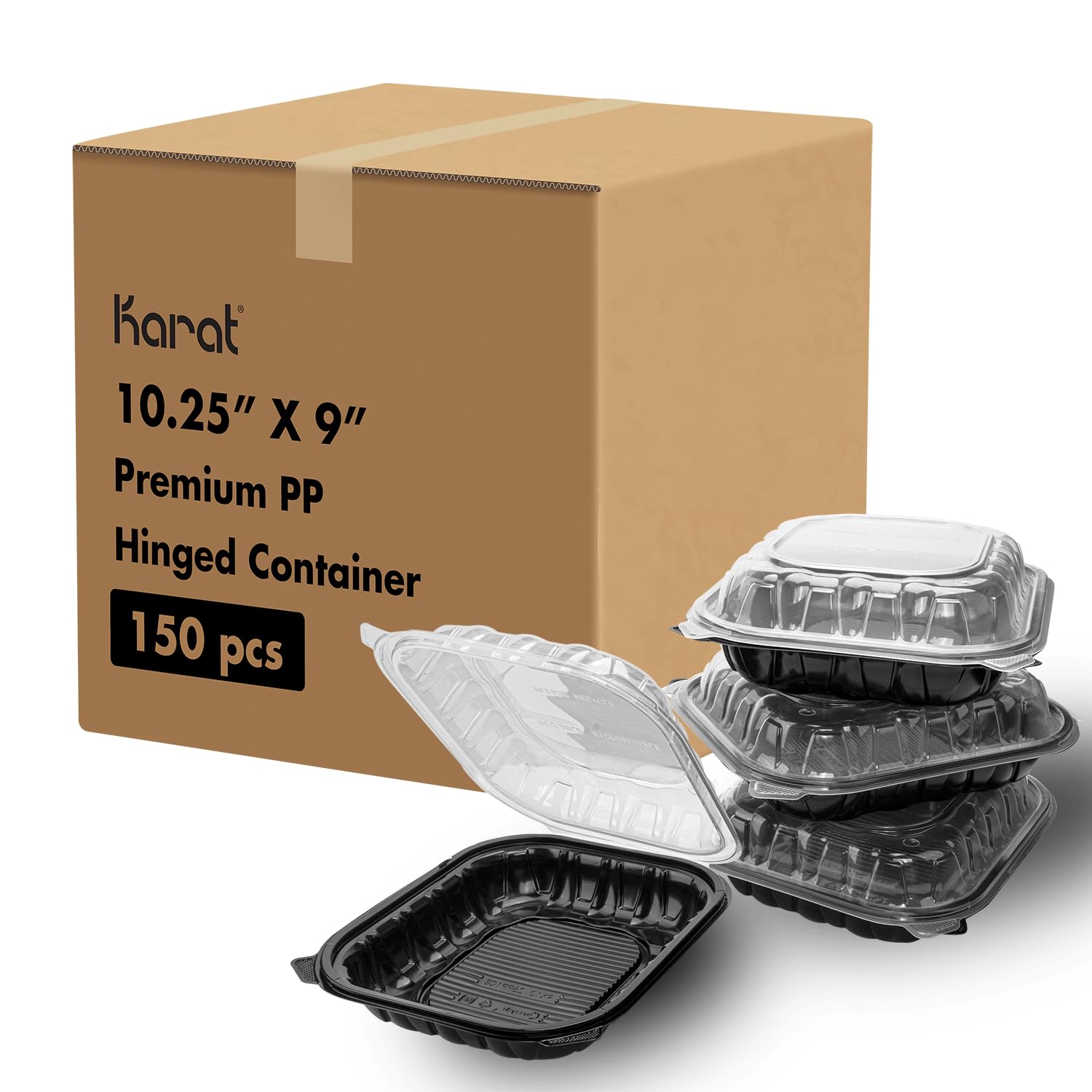 Amazon.com: Karat Premium PP Hinged Container, 10.25"x9", 1 compartment ...
