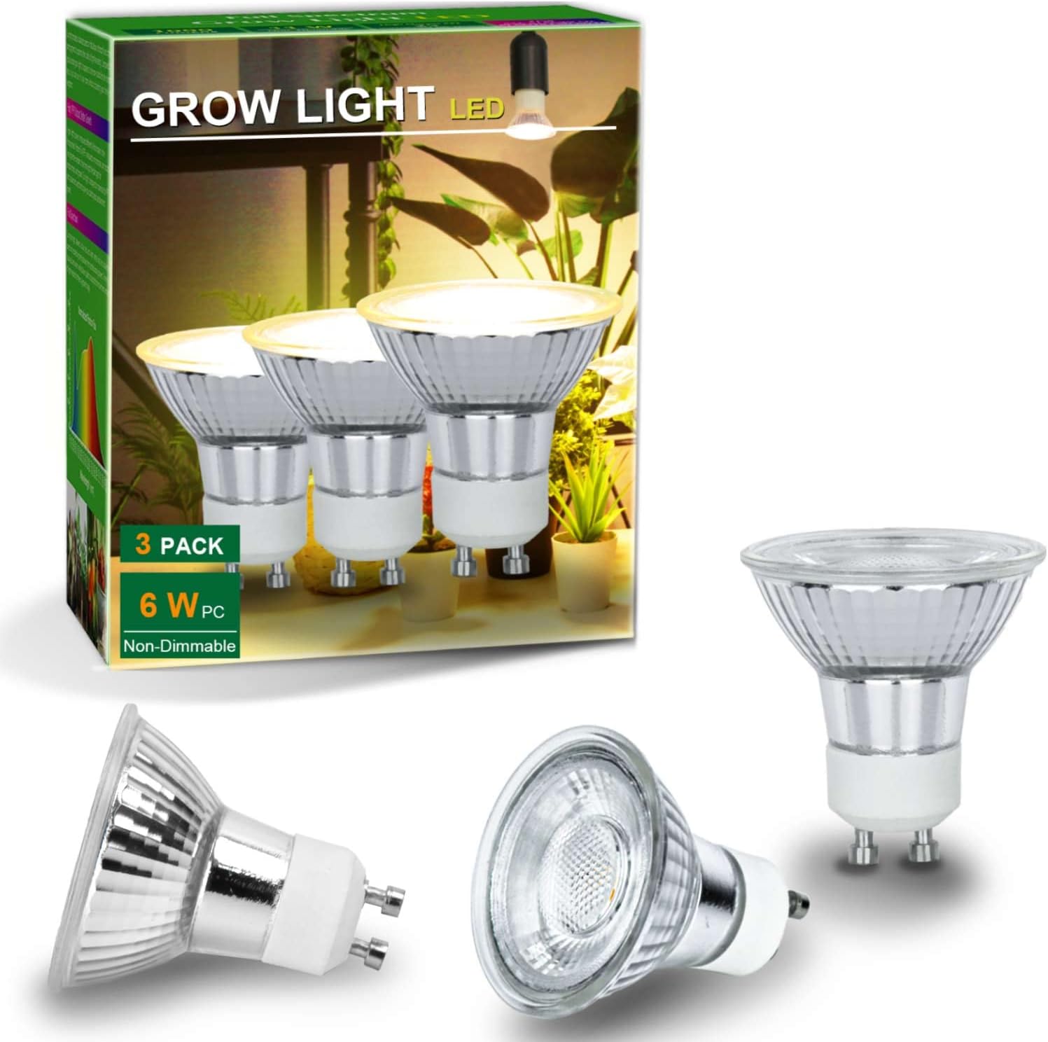Amazon.com: JSVSAL 2-Pack,6W Plant Grow Light Bulb,Full Spectrum Grow ...