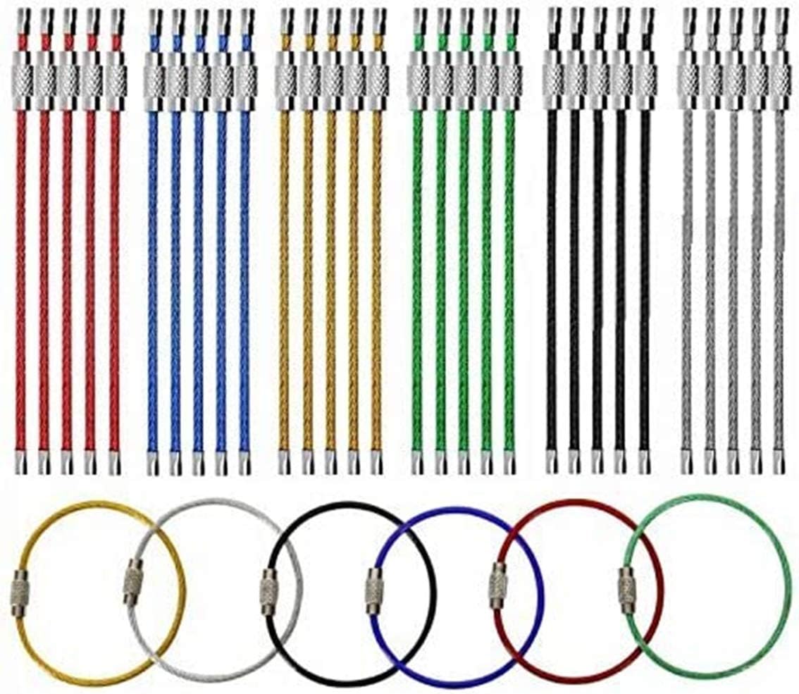 30pcs Wire Keychains, Magnolora Assorted Colored Cable Loops Stainless ...