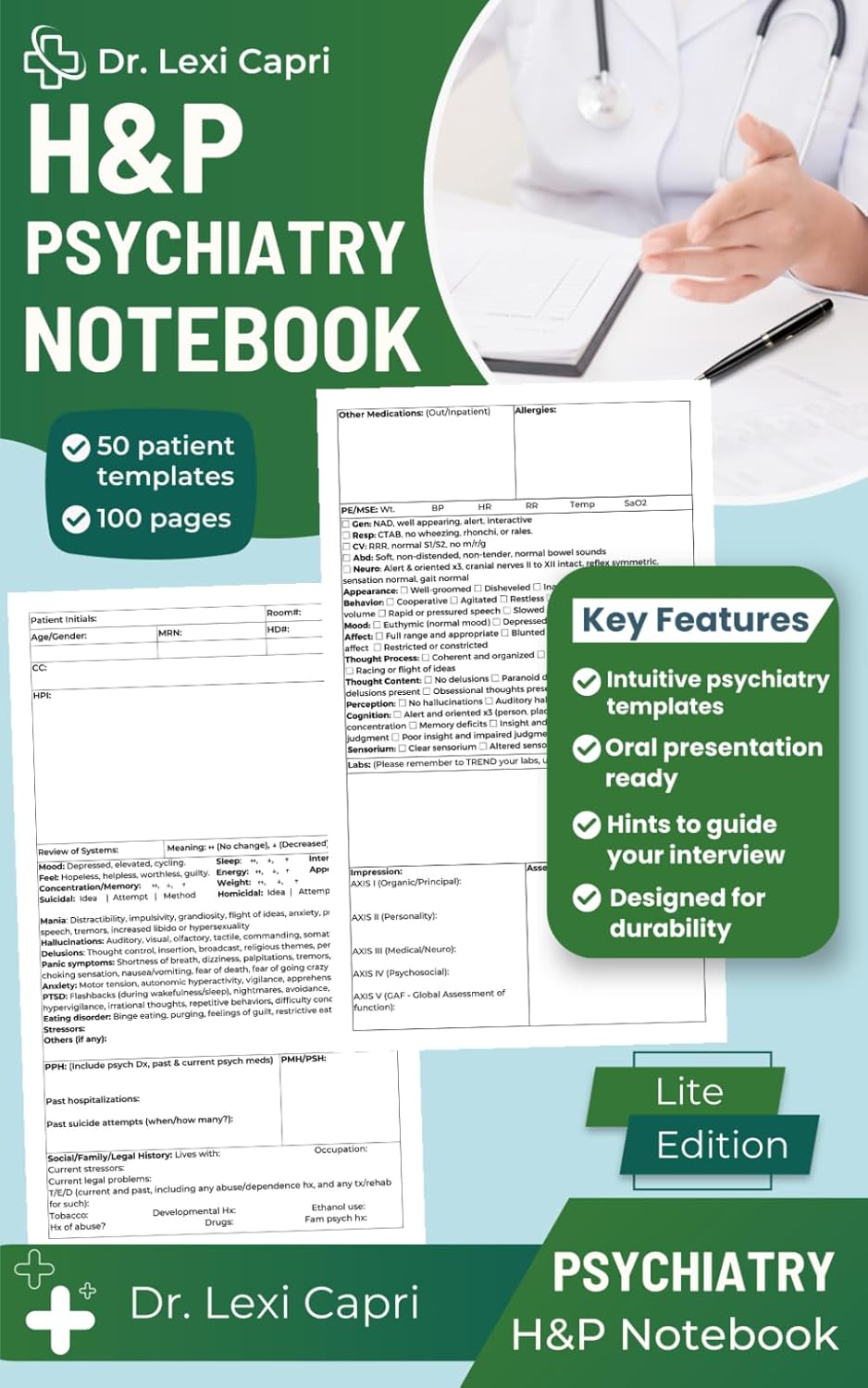 H&P Psychiatry Notebook (Lite Edition): Essential Medical History and ...