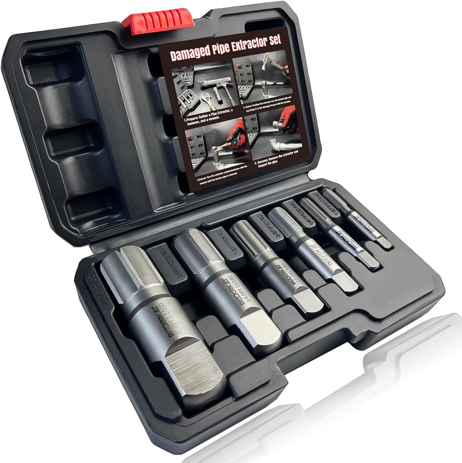 Heavy-Duty Pipe Extractor Set – 6 Piece Broken Pipe Removal Tool Kit ...