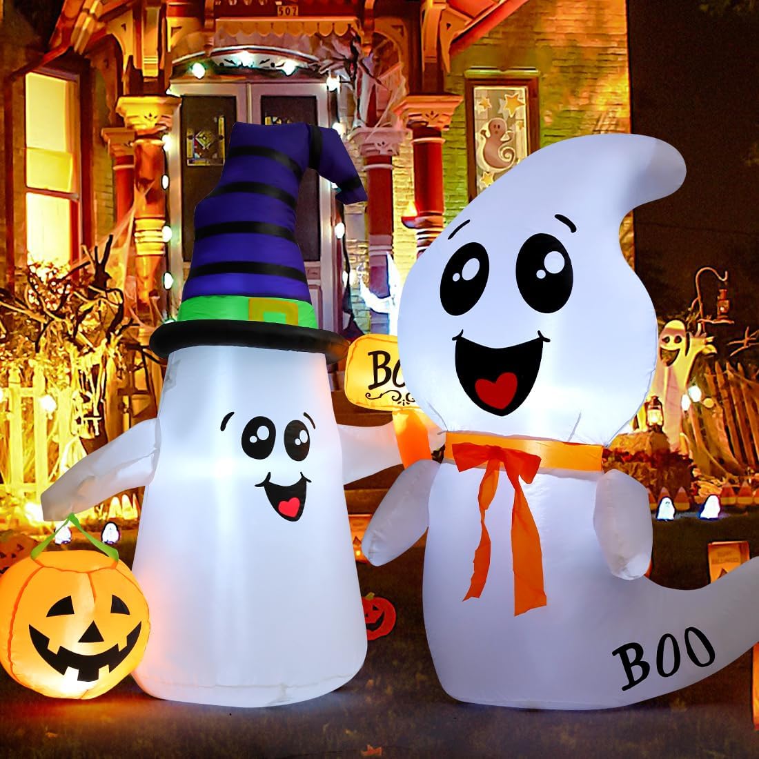 Amazon.com: GOOSH Halloween 5 FT Ghost Inflatable and 4 FT Ghost ...