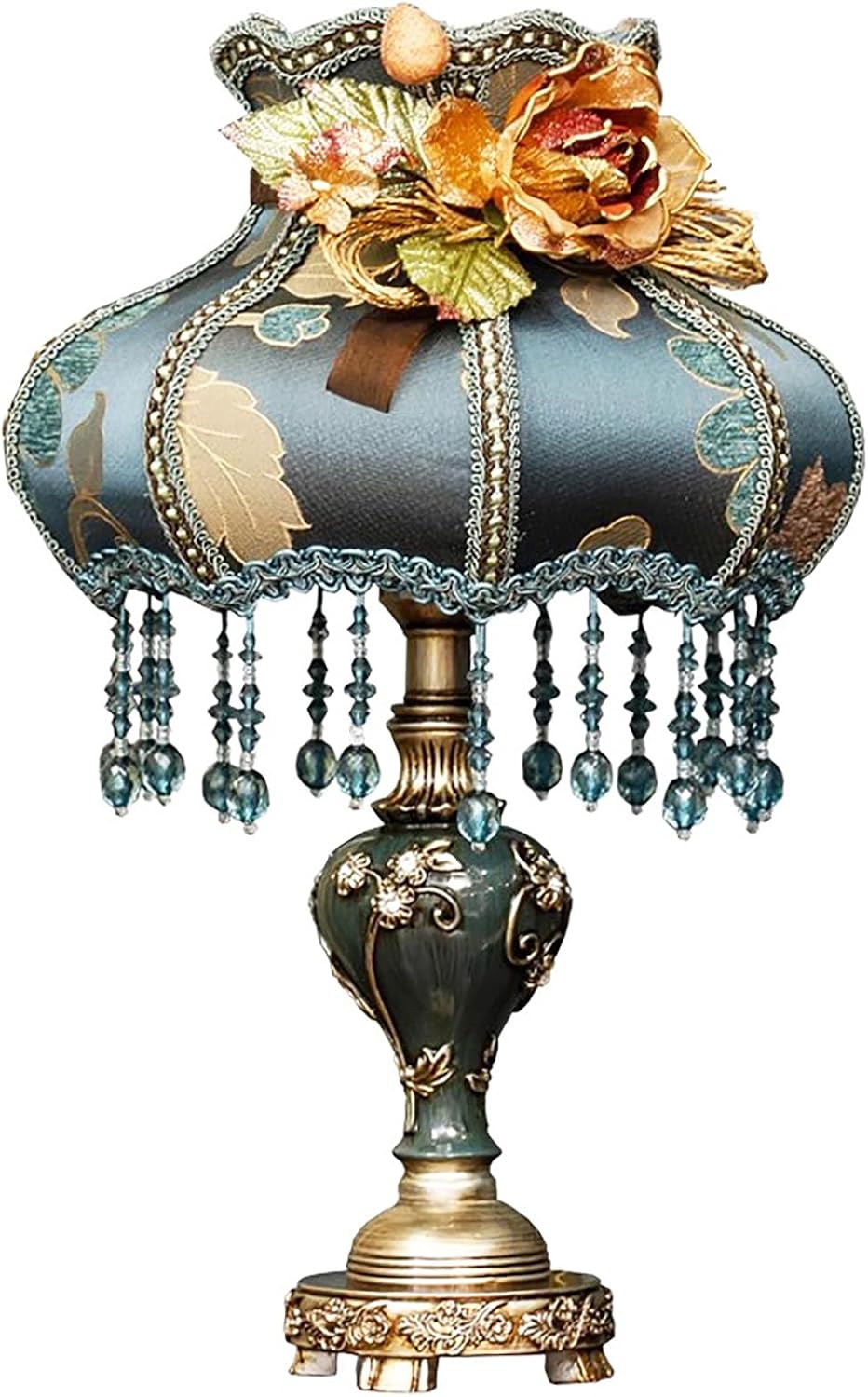 Topjia Victorian Style Table Lamps,Laced Jewel Table Lamp Fabric Shade ...