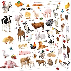 Amazon.com: Farm Animals Stickers 720 Count Farm Animal Barnyard Cow ...