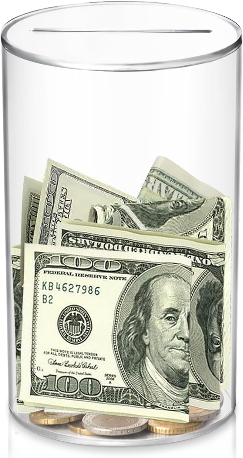 Amazon.com : Coin Caddy Clear Piggy Bank for Adults Kids - Large ...