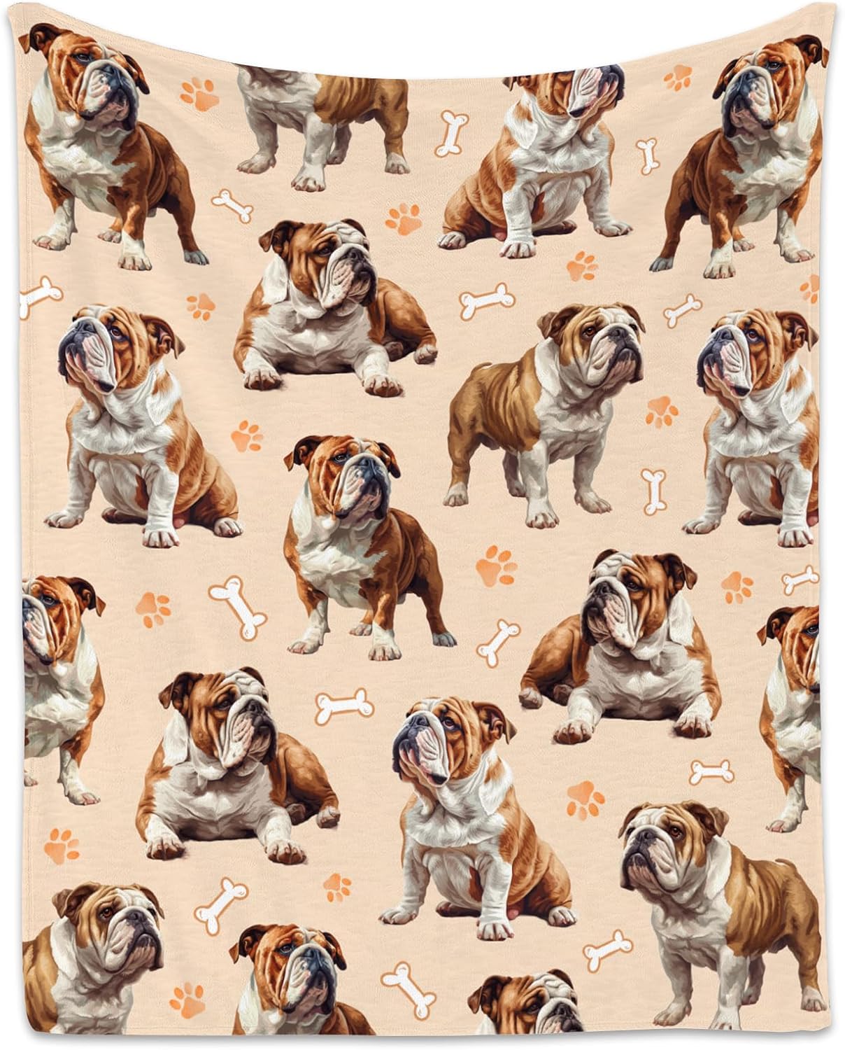Amazon.com: Bulldog Blanket: Soft Plush Dog Print Throw Blanket for ...