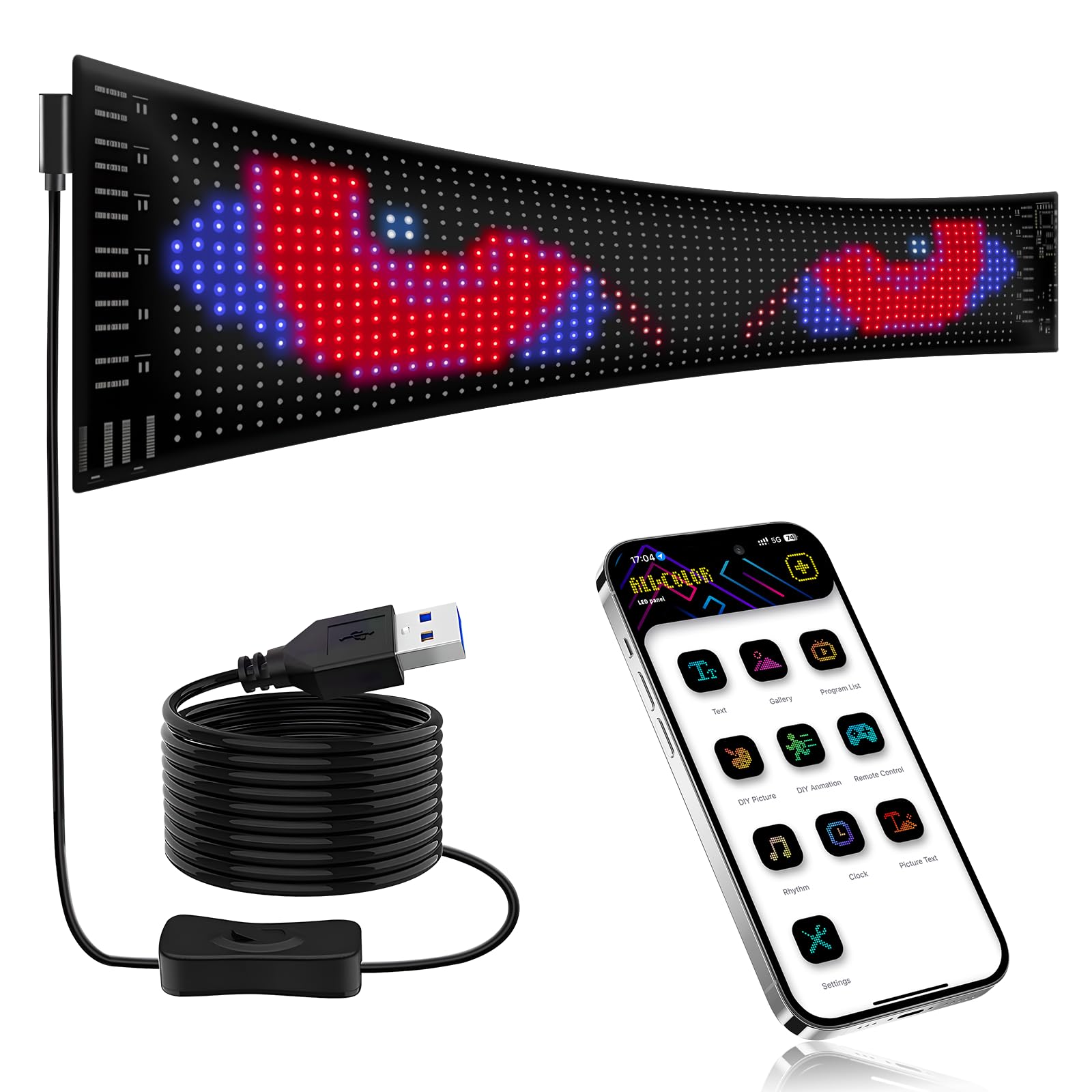 Amazon.com: Super RGB Scrolling LED Sign, 15"x4" Programmable Flexible ...