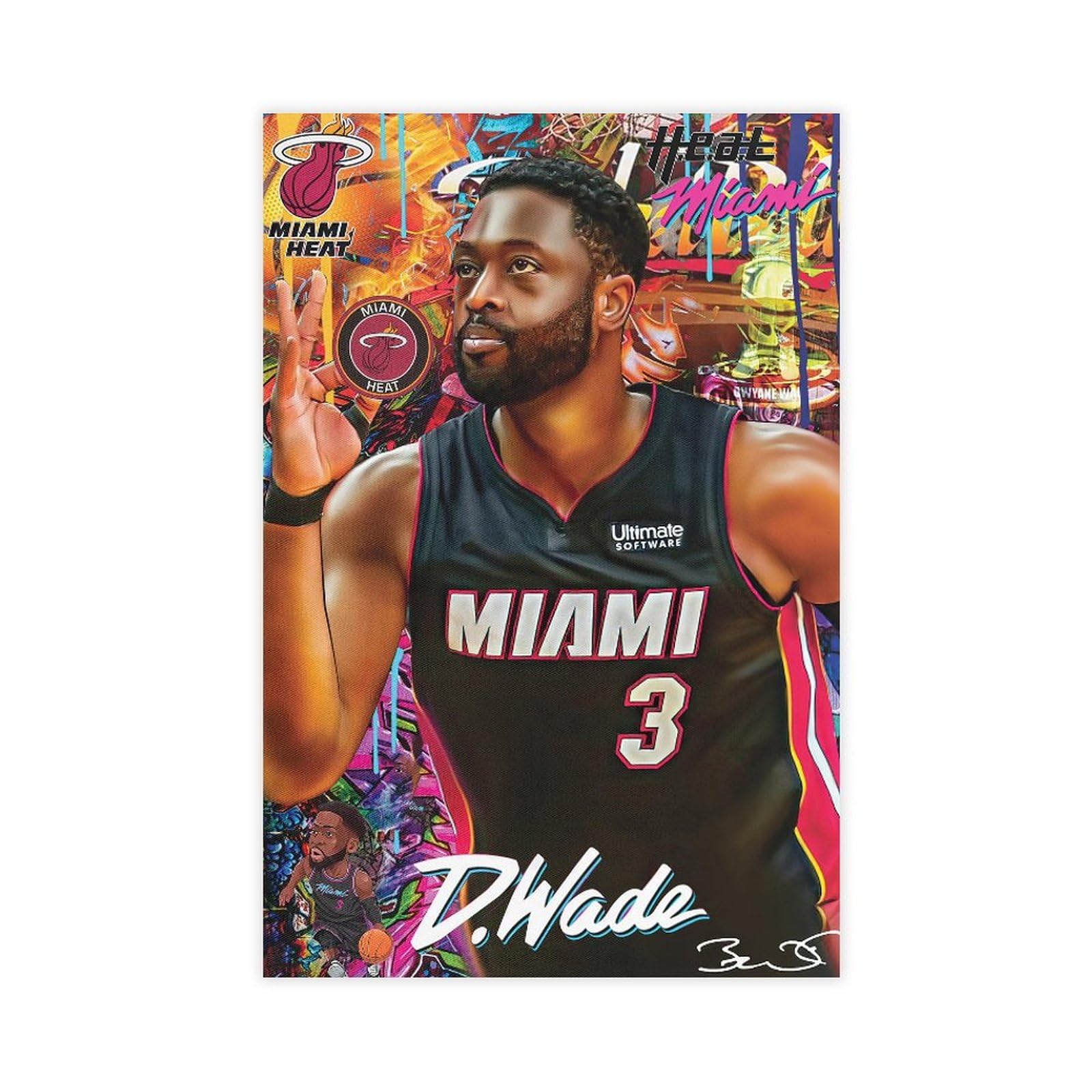 Amazon.com: BAOGELI Dwyane Wade Poster Basketball Picture Canvas Poster ...
