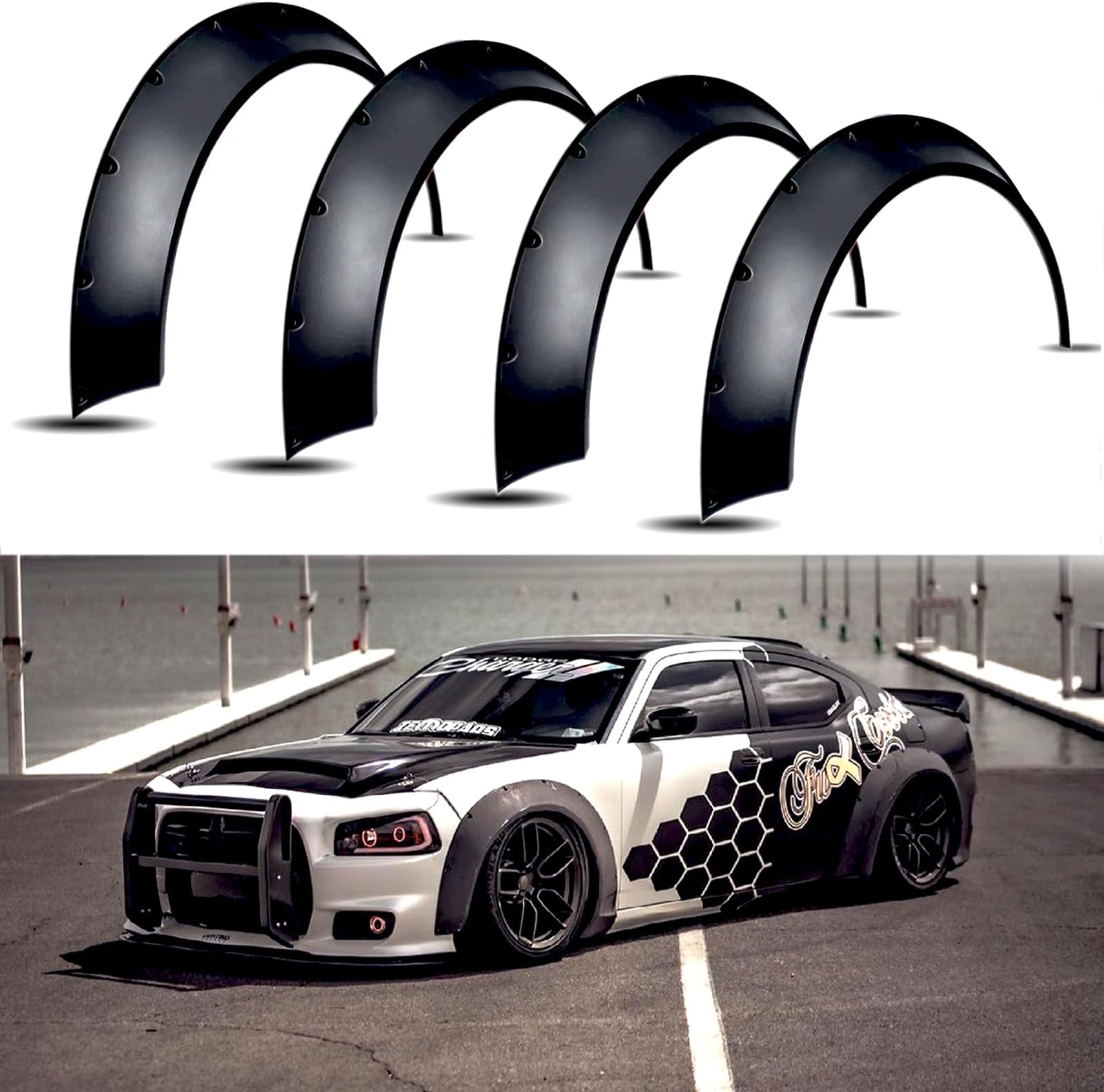Amazon.com: 4Pcs 3.5" 90mm Universal Flexible Car Fender Flares Extra ...