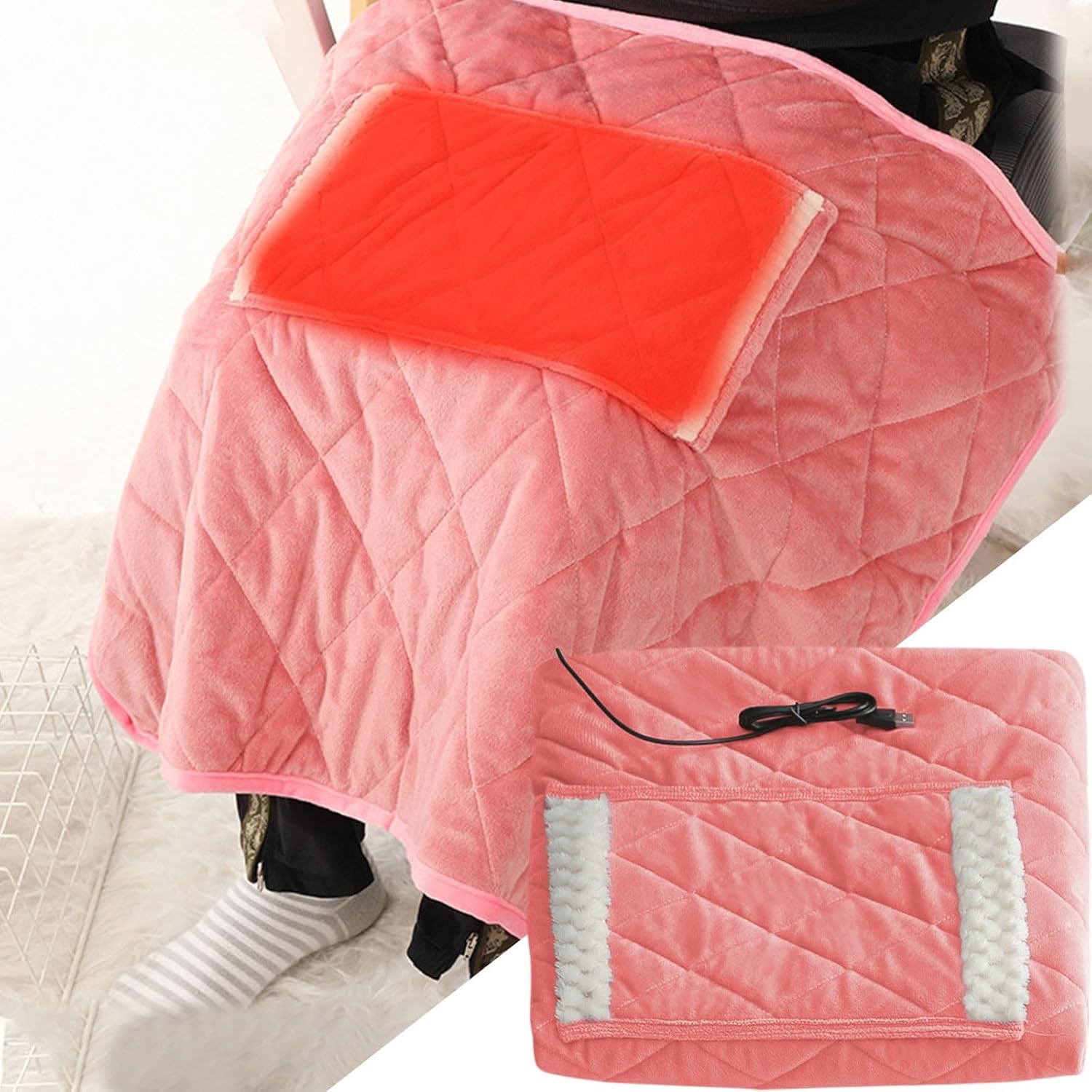 Amazon.com: Heated Blanket with Pocket Soft Warm USB Heated Lap Blanket ...