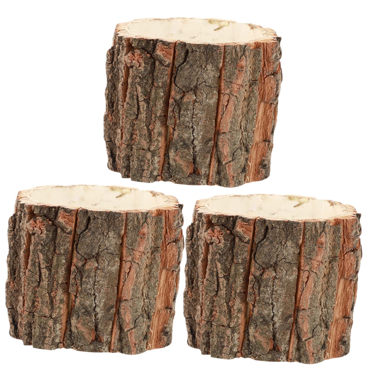 Amazon.com: VINTORKY 3pcs Bucket Arrangement Holder Wood Bark Pot Wood ...