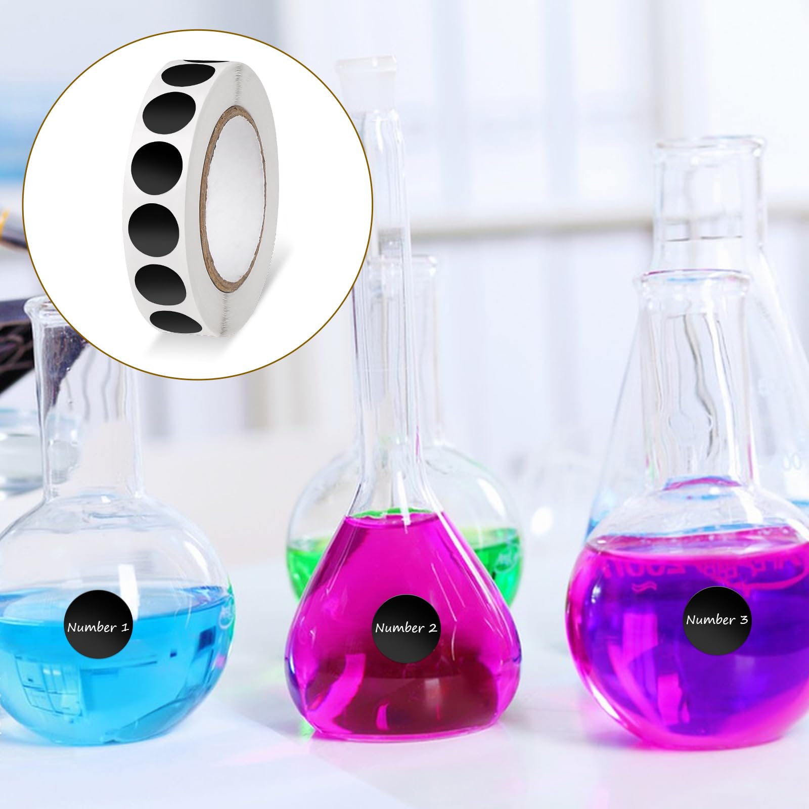 Snapklik.com : 1000 Pcs 0.5 Inch Black Round Stickers Waterproof Circle ...