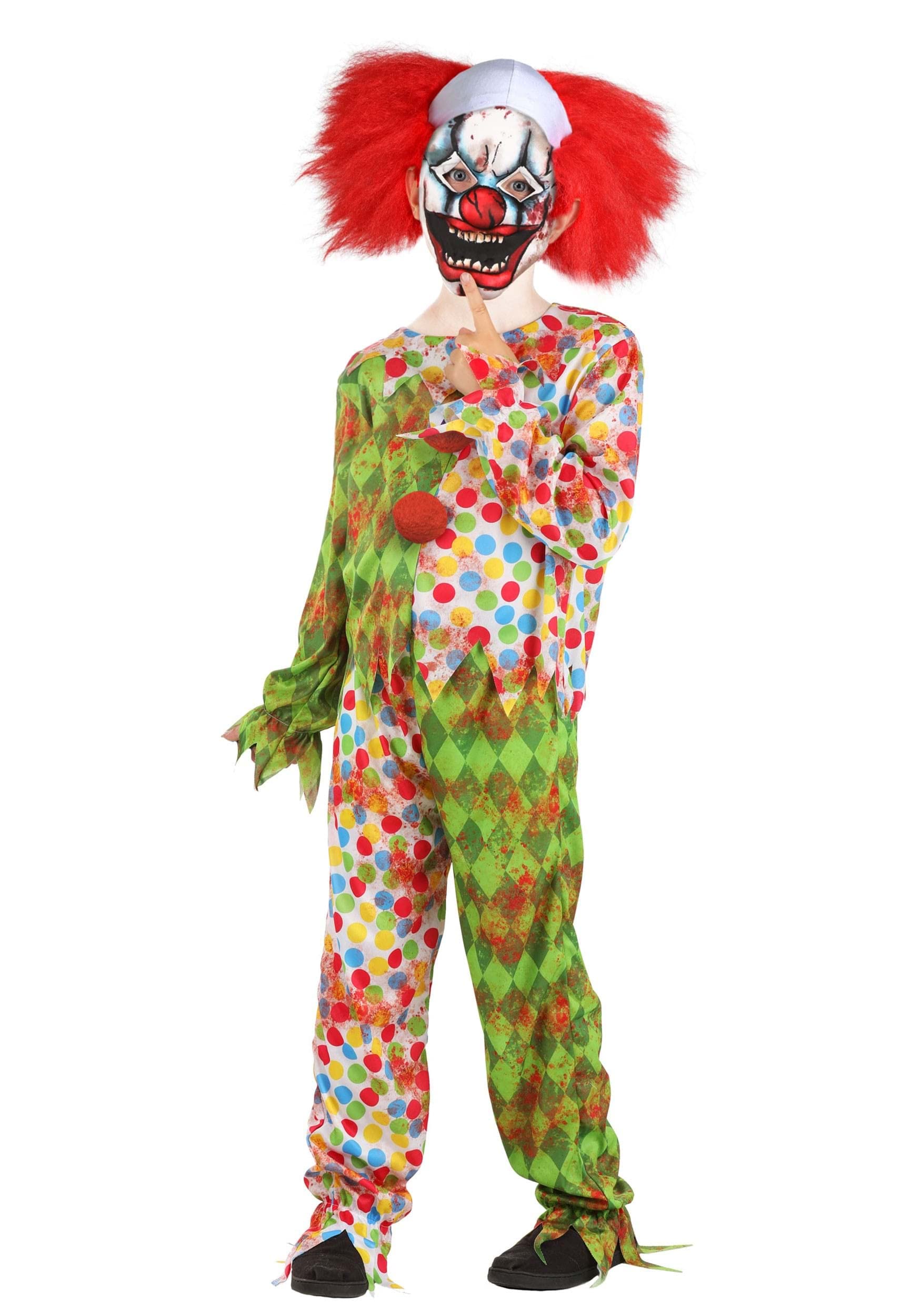 Amazon.com: Creepy Masked Clown Costume for Kids - Shirt, Pants, and ...