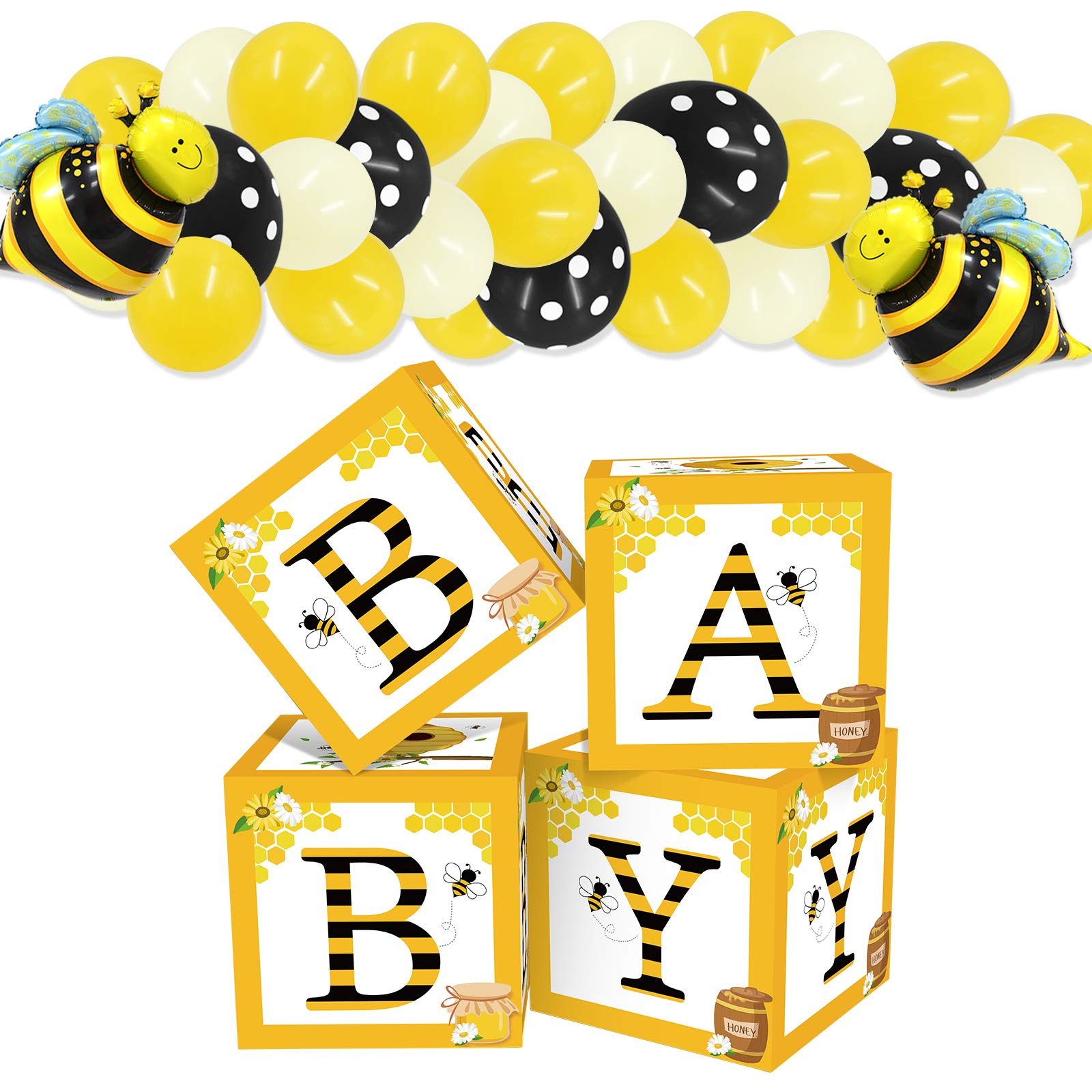 Bee Baby Shower Balloon Boxes Honeybee Blocks Happy Bee Day Party ...